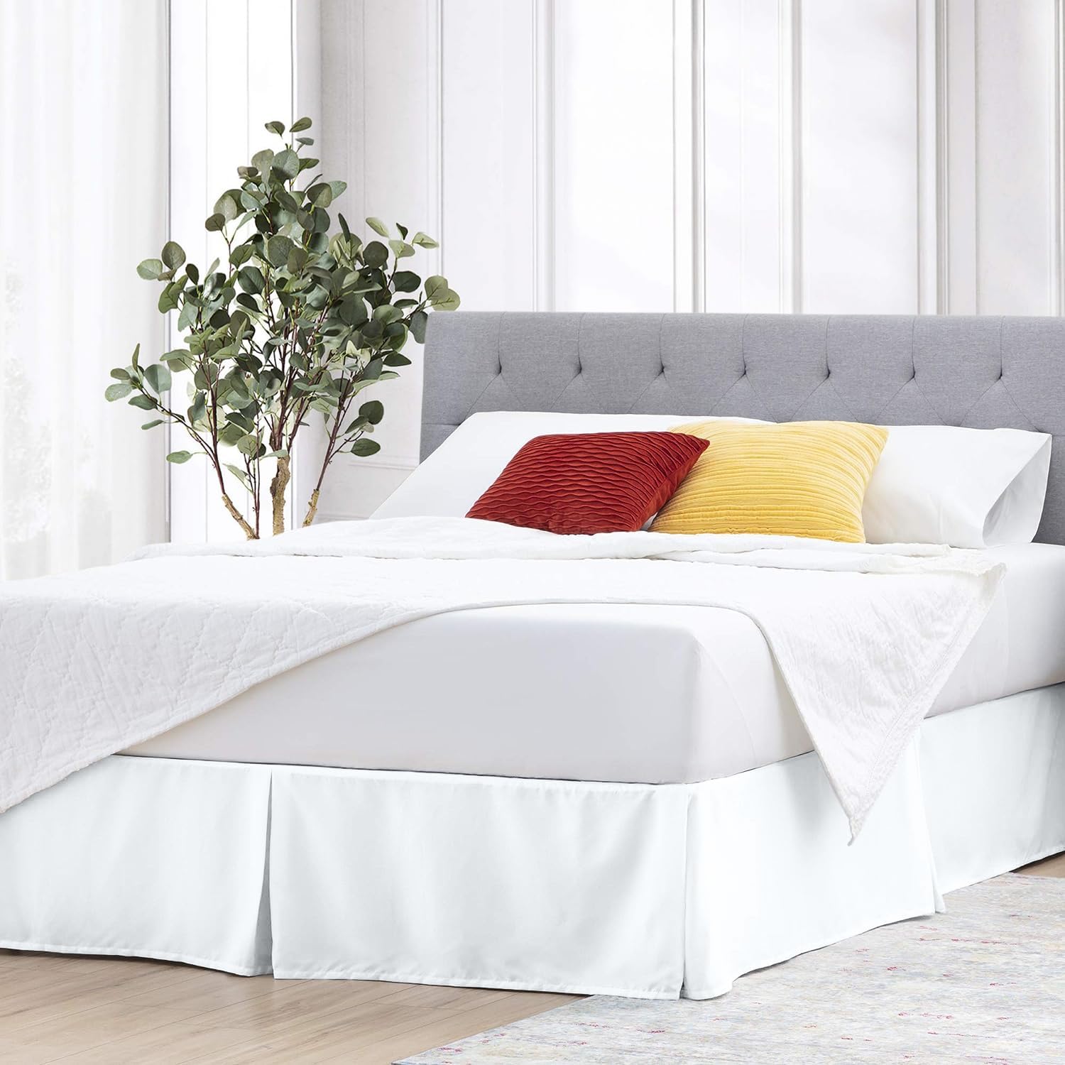 Amazon.com: Valencia Beddings Split Corner Bed Skirt 18 Inch Drop Queen ...