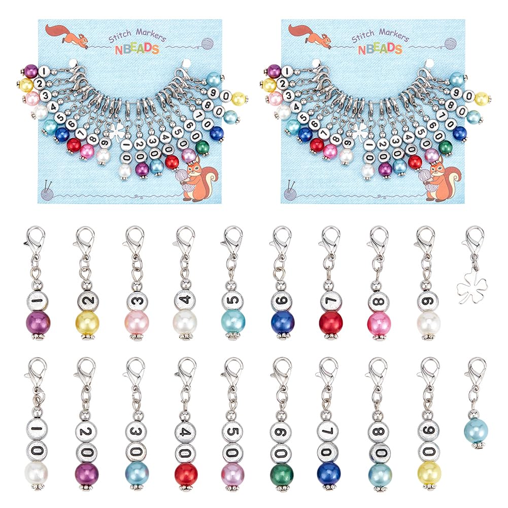 Amazon.com: NBEADS 40 Pcs Number Beads Stitch Markers, Acrylic Pearls ...