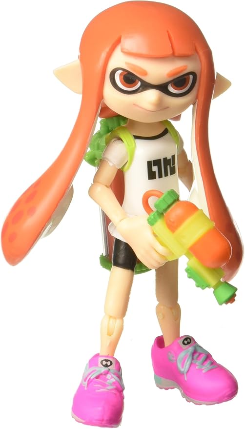 Amazon.com: World of Nintendo Inkling Girl with Blaster Action Figure ...