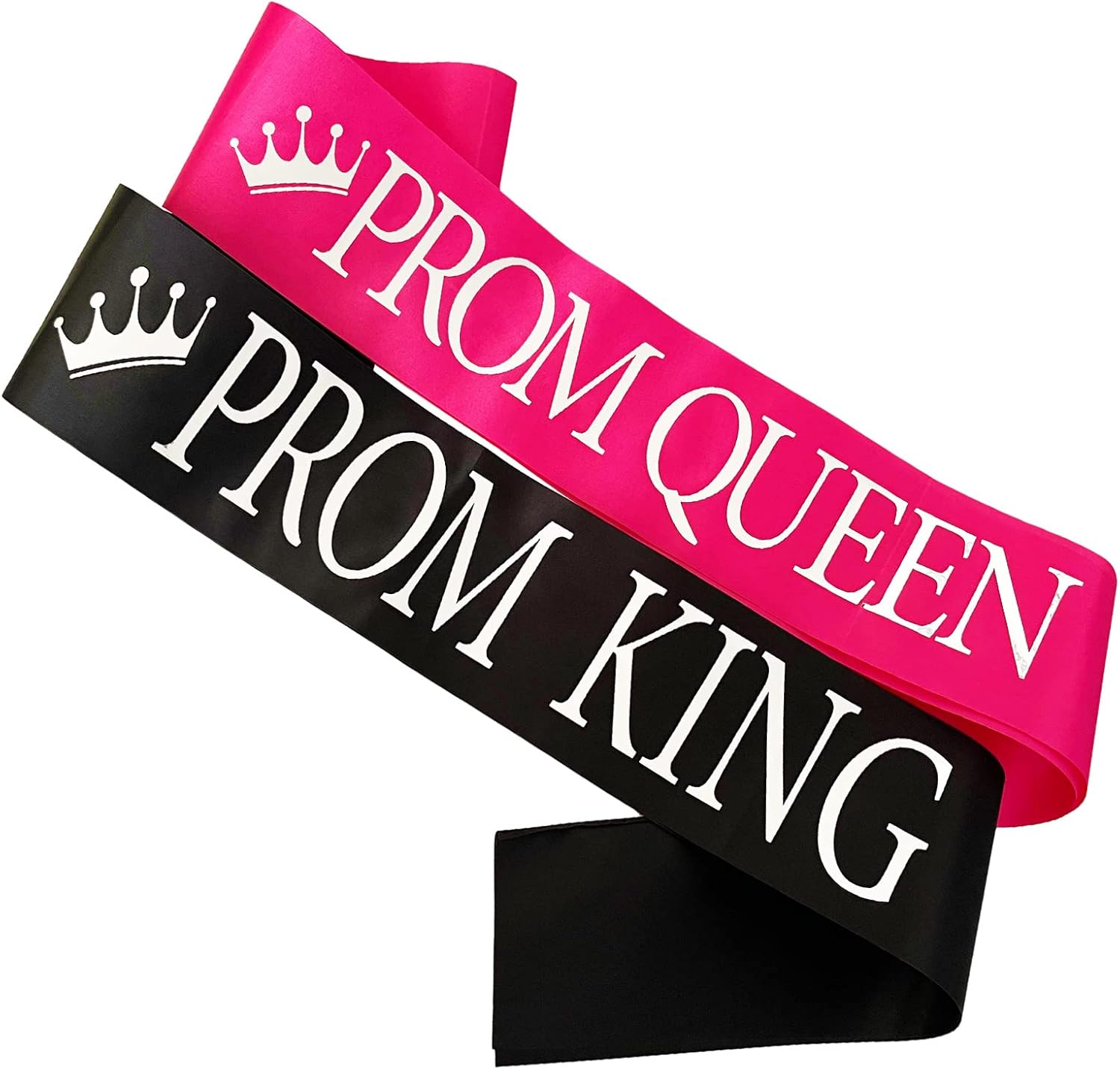 Amazon.com: Prom King and Prom Queen Sash, Hot Pink and Black Sashes ...