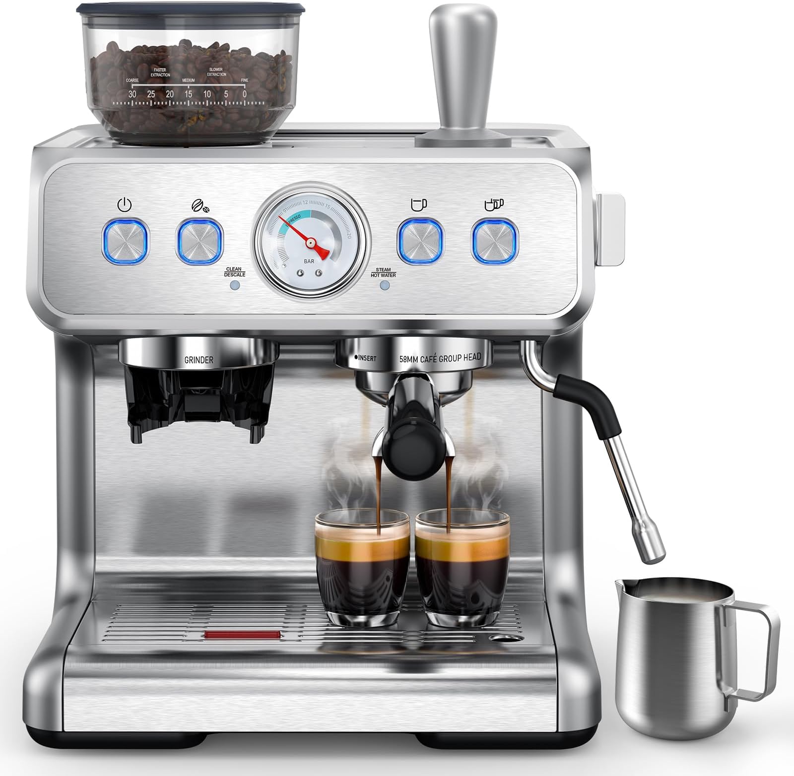 Amazon.com: Ultima Cosa Espresso Machine With Grinder,With Milk Frother ...