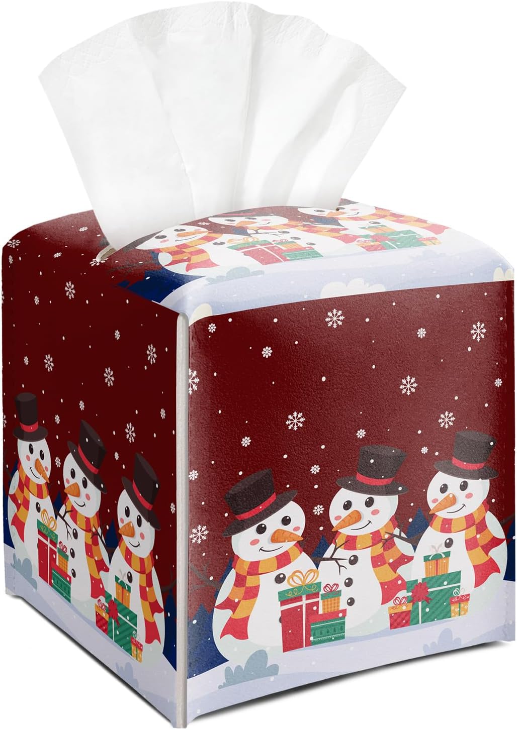 Amazon.com: Christmas Tissue Box Cover Square, Snowman Leather Tissue ...