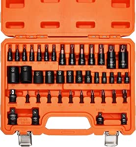 42-Piece Master Torx Bit Socket, CR-V&S2 Alloy Steel, Socket Set T8-T70,E-Torx E4-E24, Bits TT10 ...