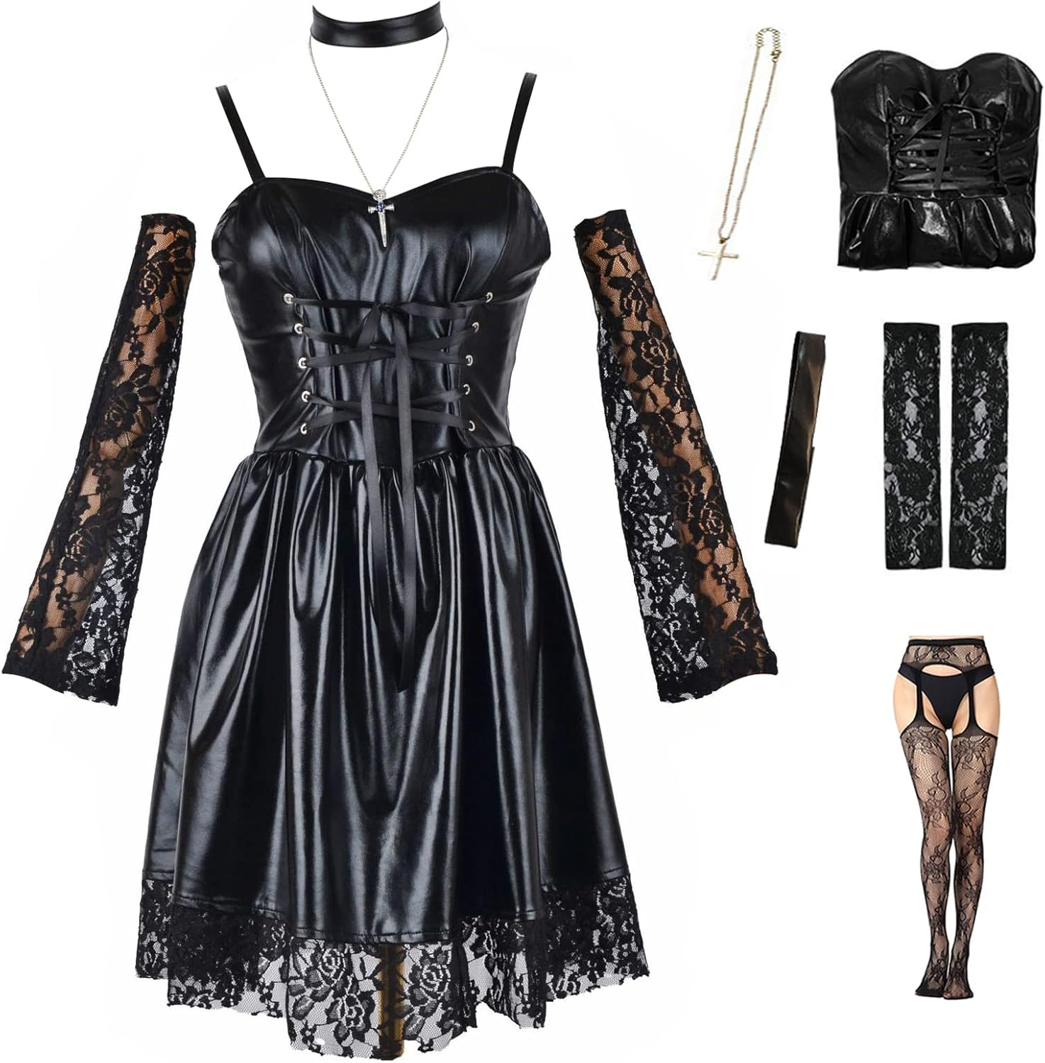 Amazon.com: TMSREBU MisaMisa Cosplay Costume Leather Goth Outfit Misa ...