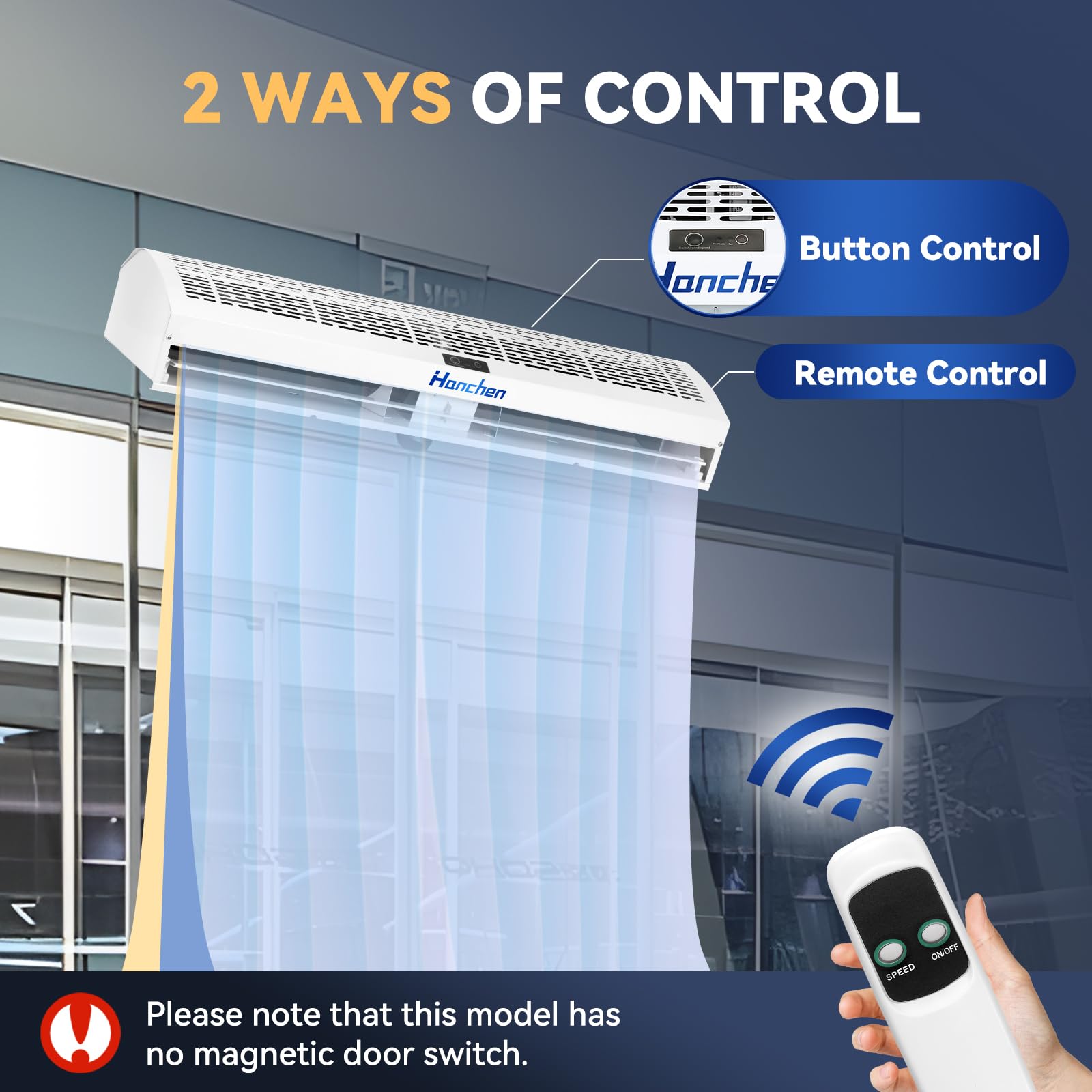 Hanchen 40 Inch Air Curtain 2 Speeds 941/826 CFM Unheated Remote ...