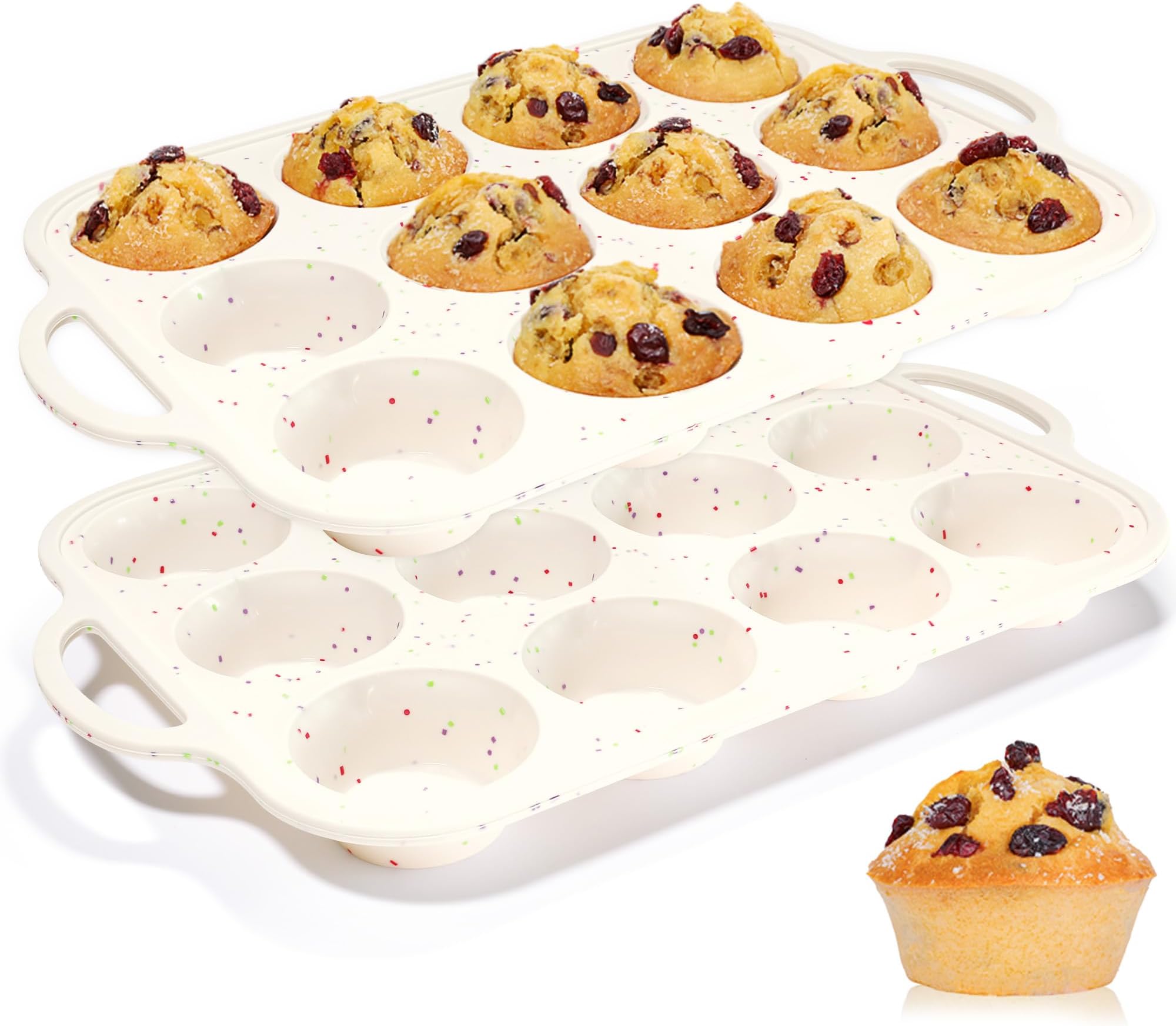 Amazon.com: CAKETIME Silicone Muffin Pan, Metal Reinforced Frame ...