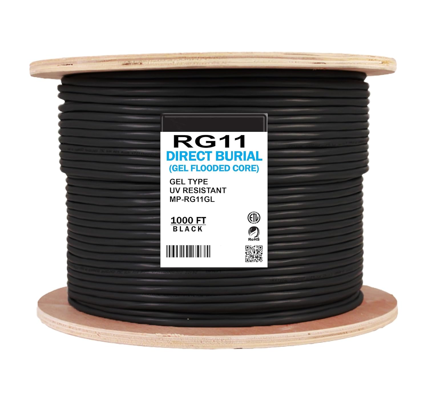 1000 FT Direct Burial Underground RG-11 Gel Coat Flooded Coaxial Cable ...