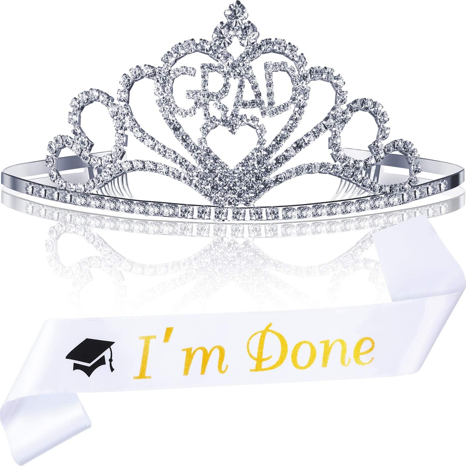 Amazon.com: Chinco 2025 Graduation Crown and Graduated Sash Glittered ...