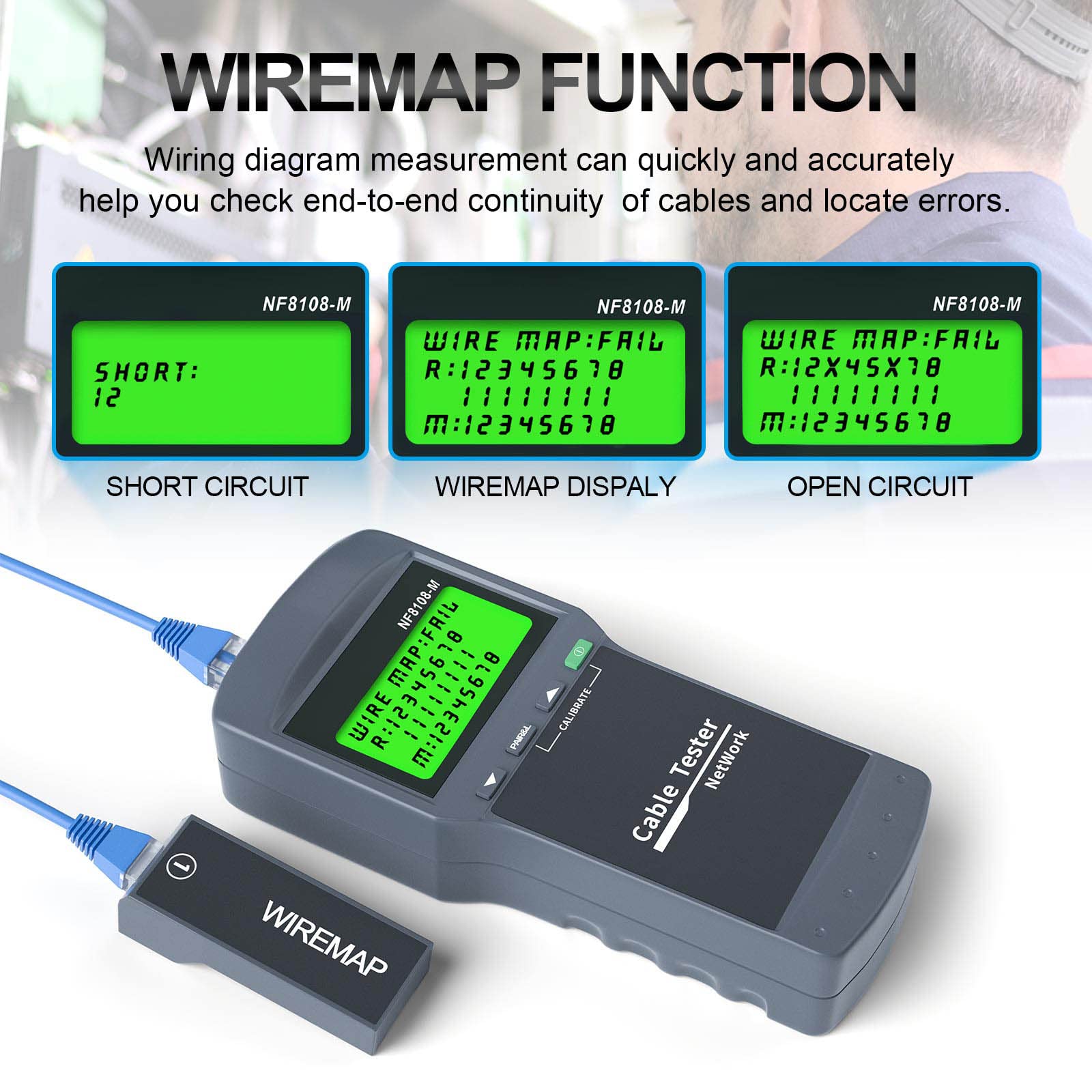 Network Cable Tester,VXSCAN Cat5 Cat6 Tester Wire Fault Finder for ...