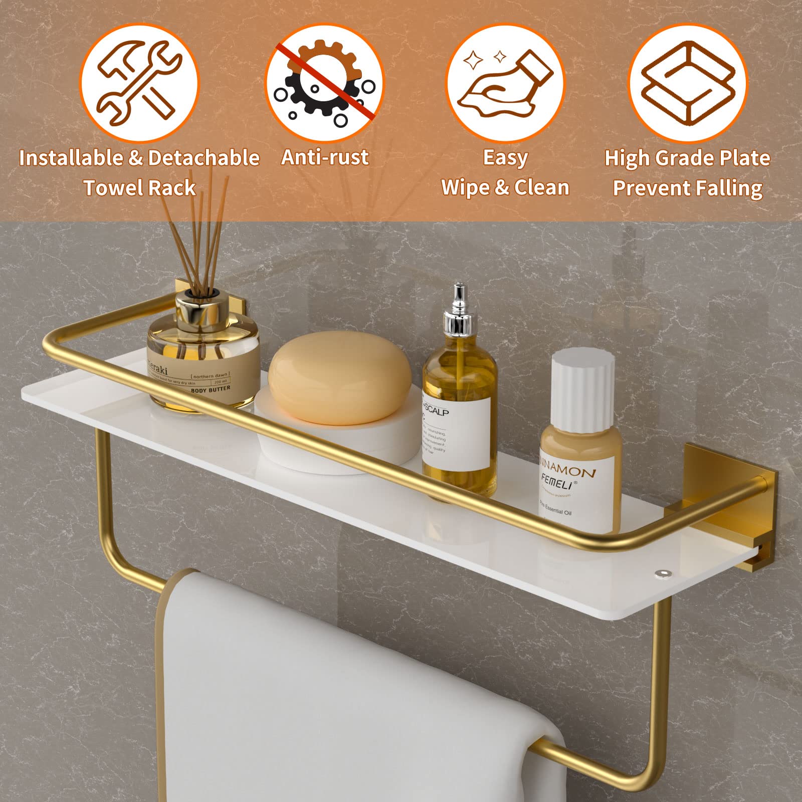 FEMELI White Floating Shelves Wall Mounted Set of 2,Rustic Acrylic ...