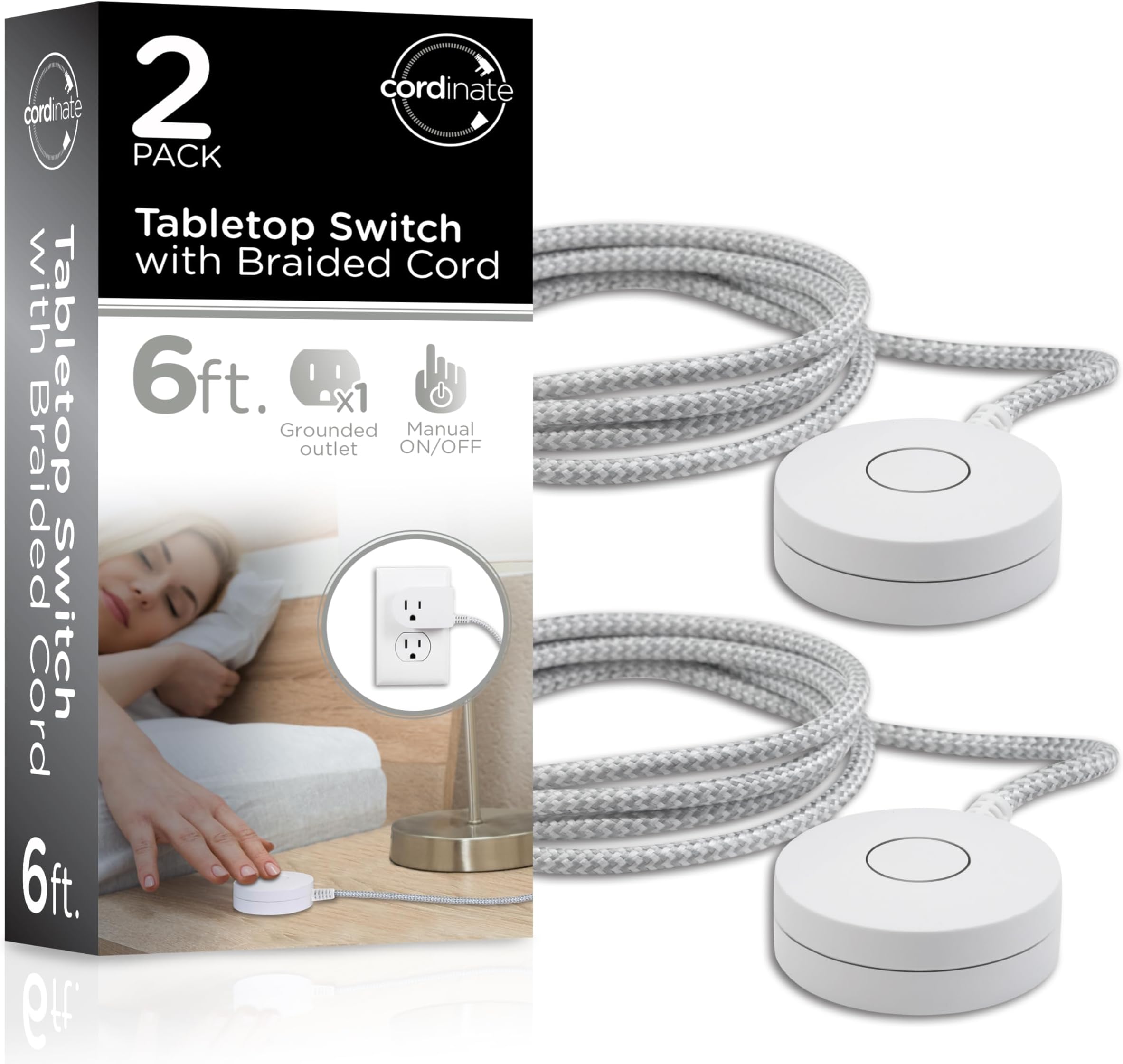 12 Feet Extension Cords, 3 Outlets Power Cord with Hand/Foot Switch ...