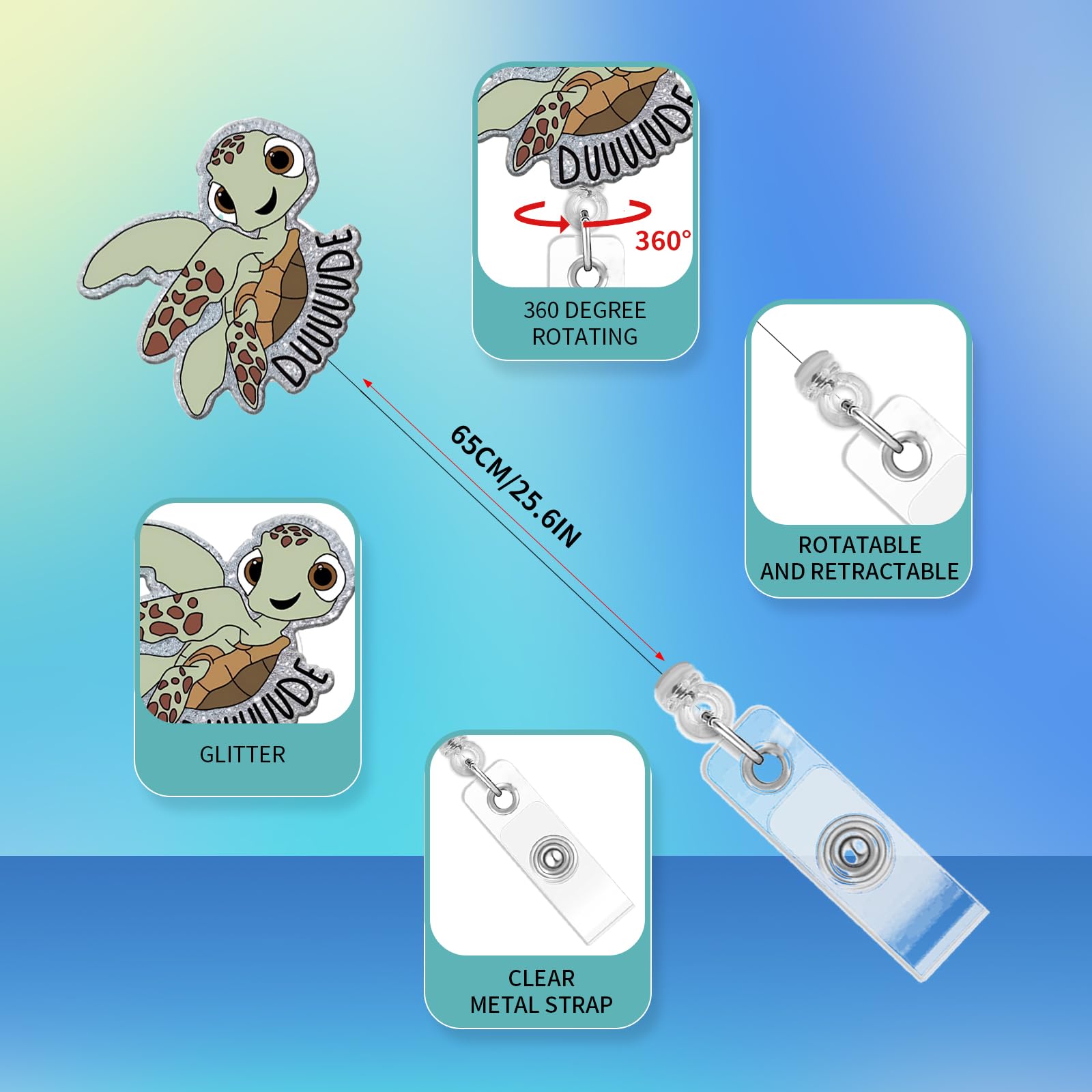 Snapklik.com : Turtle And Jellyfish Badge Reel, Funny Nurse Badge Reels ...