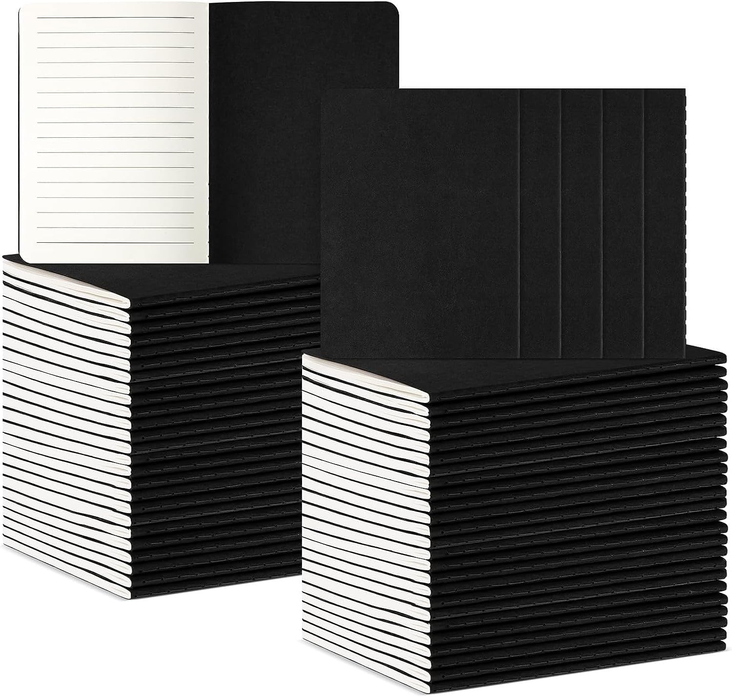 60 Pcs Pocket Notebook Bulk, 3.5x5.5 Inches Mini Black Journal Lined ...