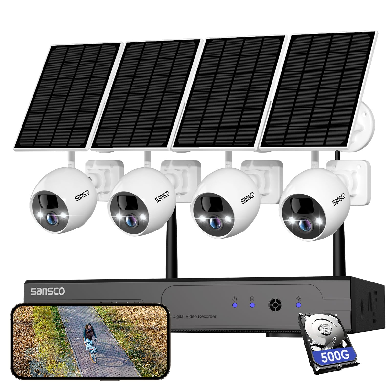 Amazon.com : SANSCO Solar Security Cameras System Outdoor, 10CH 2K NVR ...