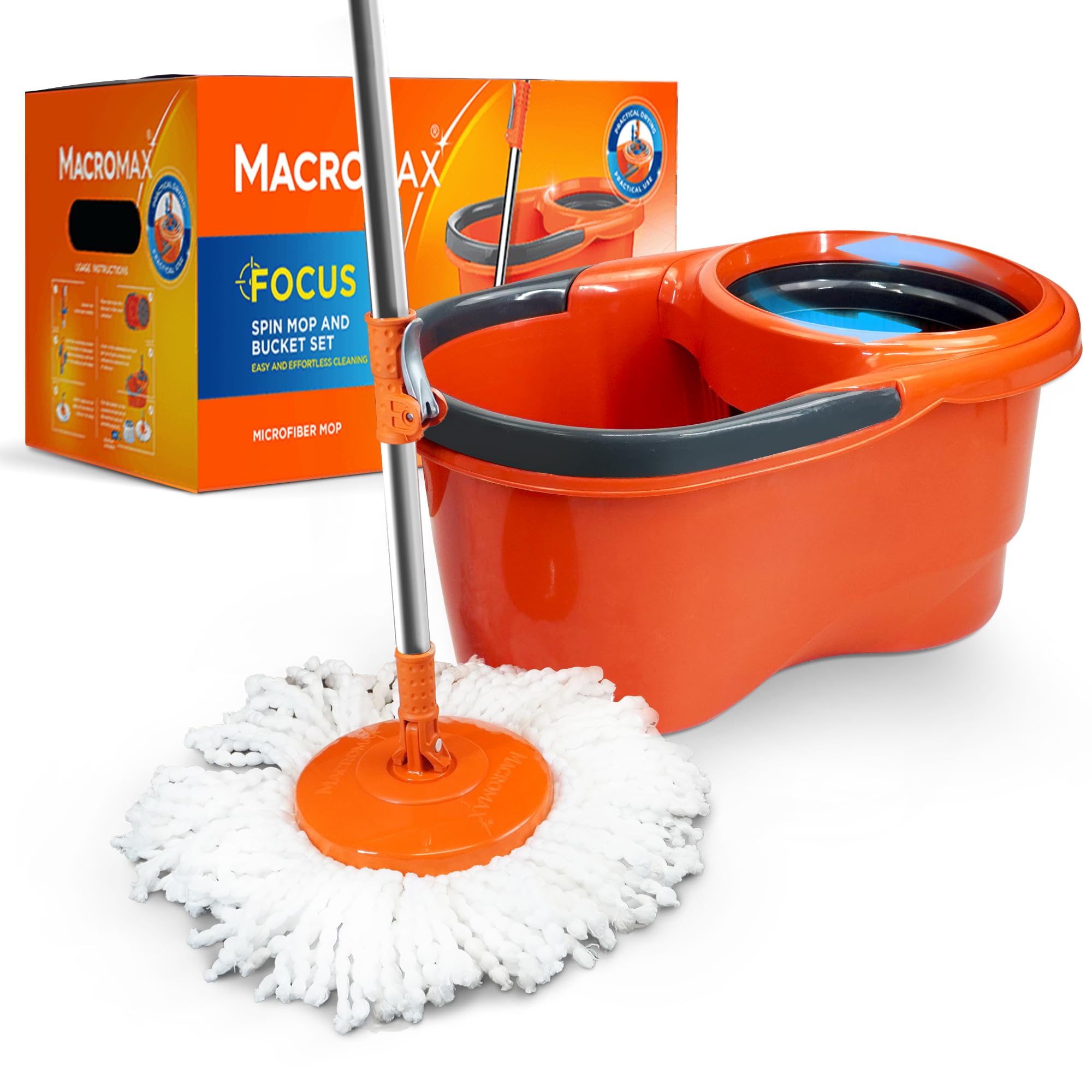 Macromax - Focus Automatic Spin Mop 13L Cleaning Set - 100% Microfibre ...
