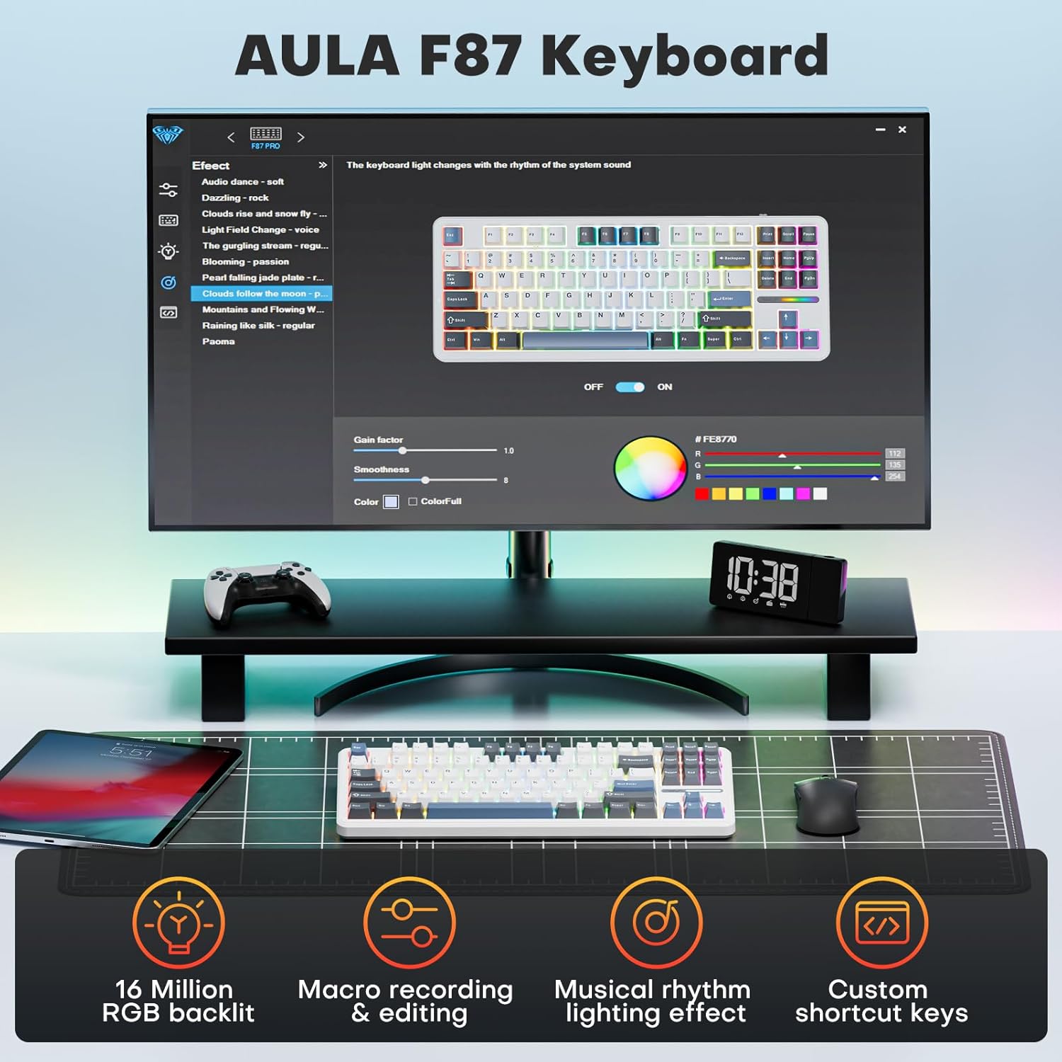 AULA Wireless Keyboard, F87 Mechanical Keyboard Hot Swappable Custom ...