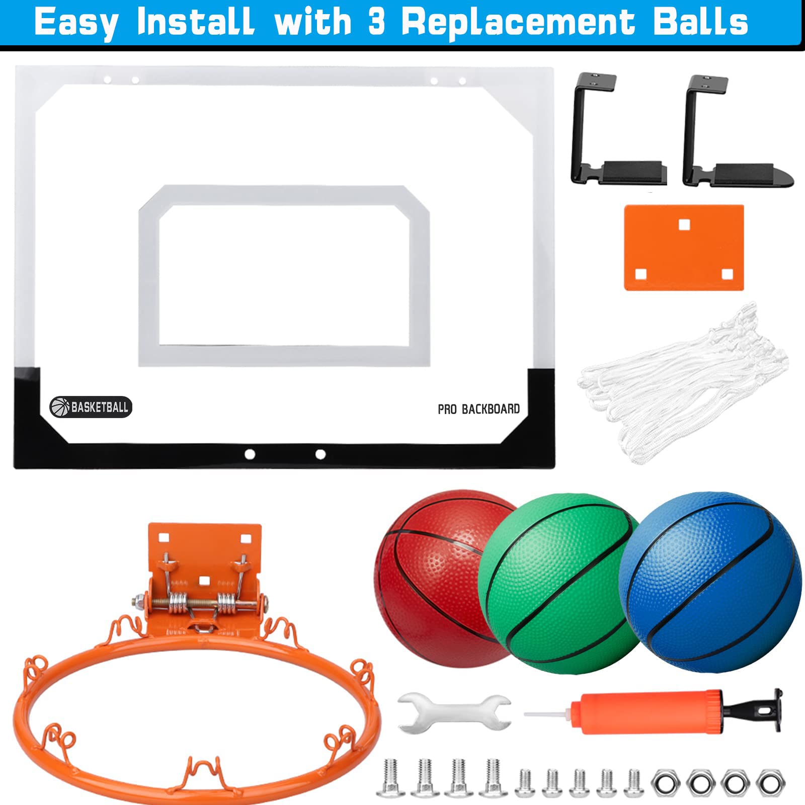 Snapklik.com : Mini Basketball Hoop Set For Kids, Wall Mount Basketball ...
