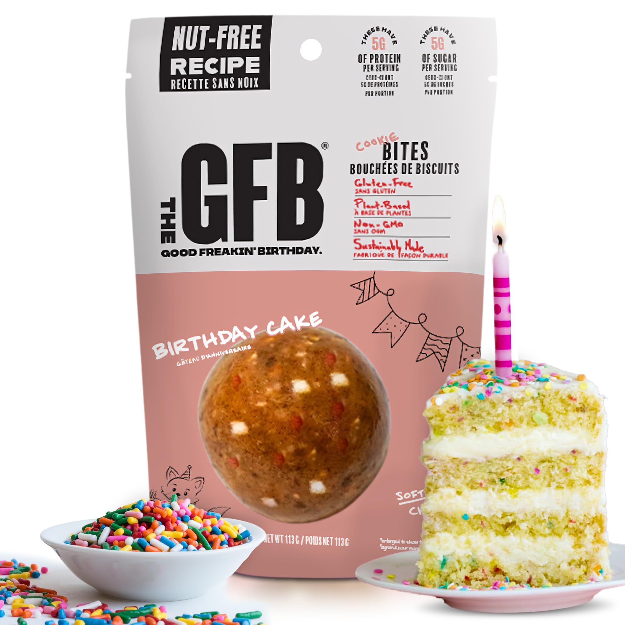 Amazon.com : The GFB Birthday Cake Cookie Protein Bites - Allergen ...
