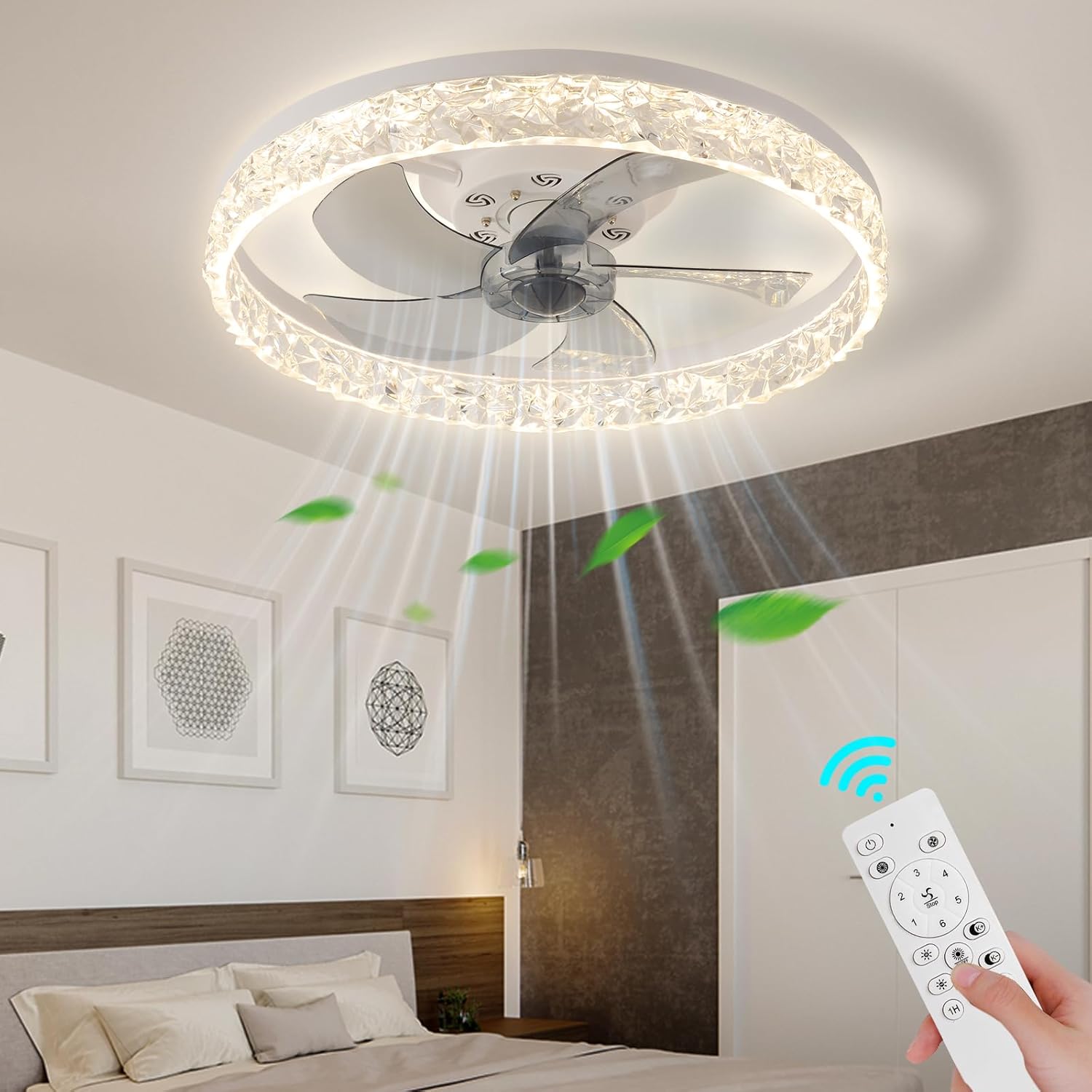 Amazon.com: Zenouidle 20" Modern Ceiling Fans with Lights Dimmable Low ...