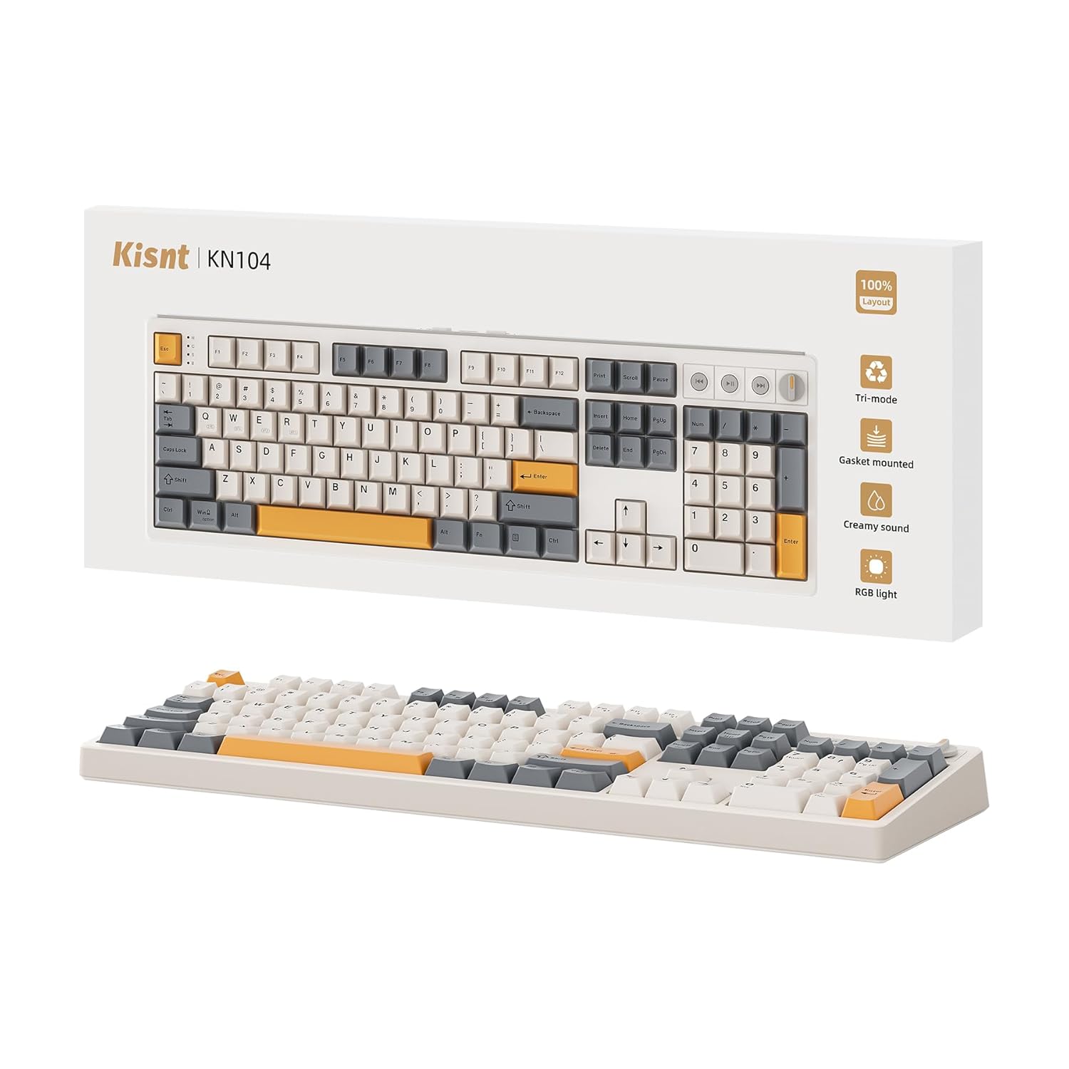 Amazon.in: Buy Wireless Mechanical Keyboard,104 Keys 100% Full Size with Number Pad,Gasket ...