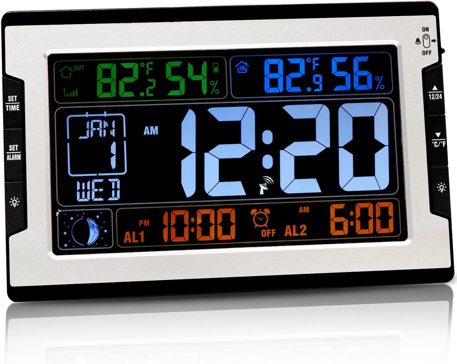 Amazon.com: Atomic Clock with Indoor Outdoor Temperature Humidity ...