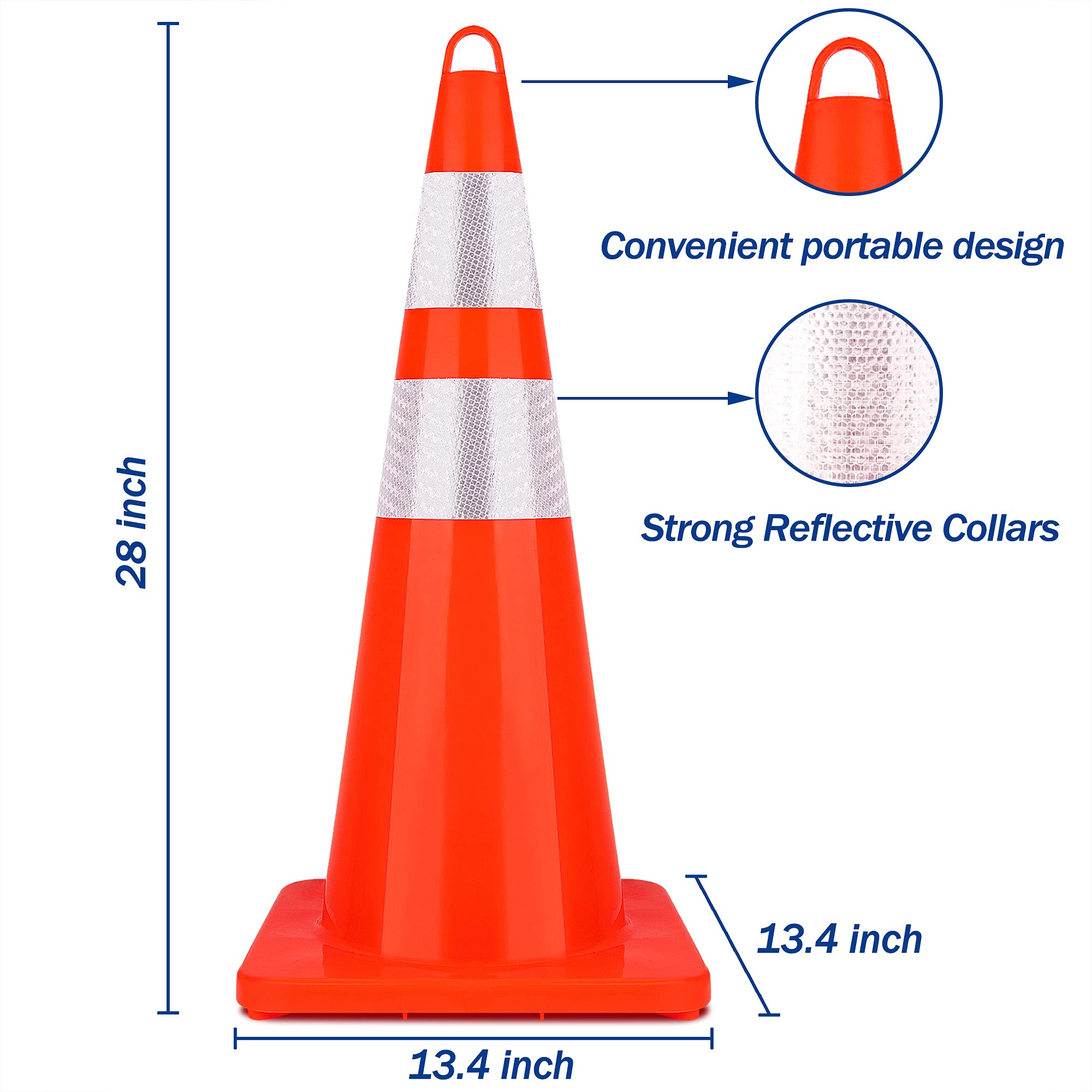 Rayfarmo 28 Inch Traffic Safety Cones,12 Pack Orange PVC Road Parking ...