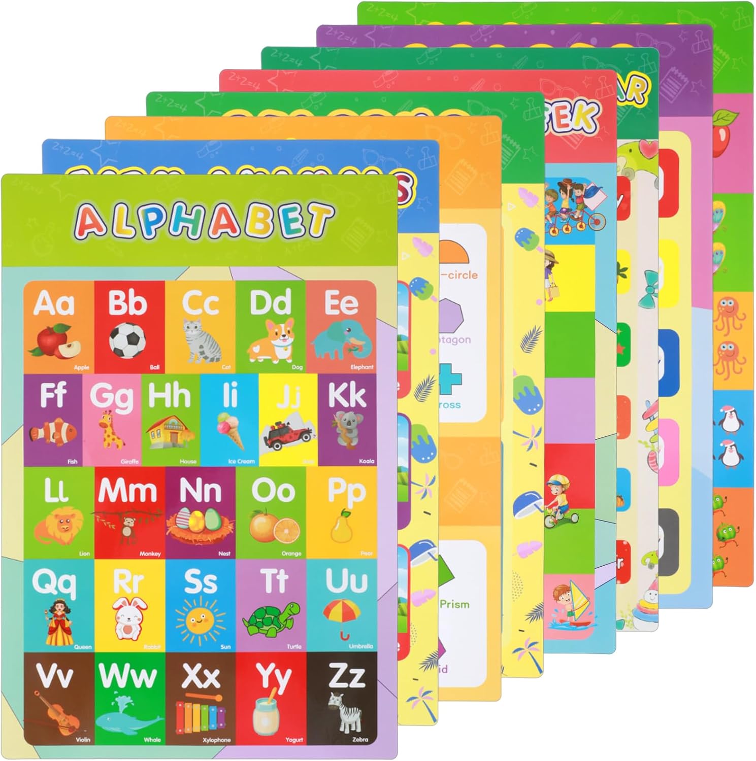 Amazon.com: 8 Pcs Educational Posters,Preschool Learning Posters with ...