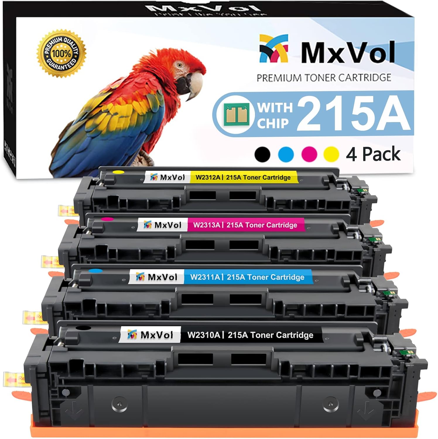 Amazon.com: MxVol 215A Toner Cartridges 4 Pack (with Chip) Compatible ...