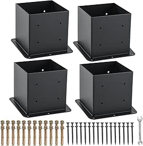 Nrspp 6x6 Post Base, 4 Sets Post Anchor, (Inner Size 5.6x5.6) Black ...
