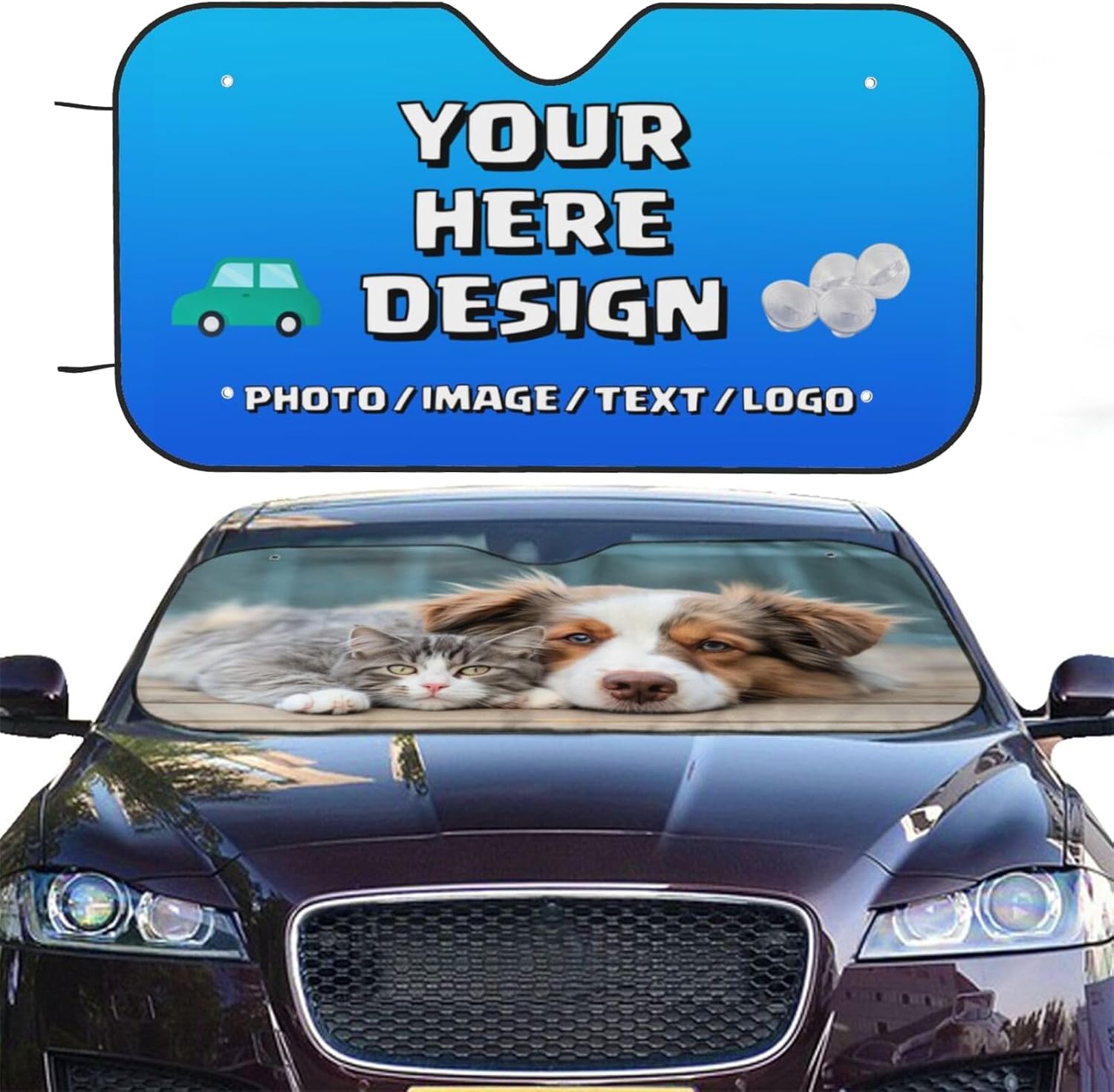 Amazon.com: Custom Car Windshield Sun Shade Personalized Sun Visor Add ...