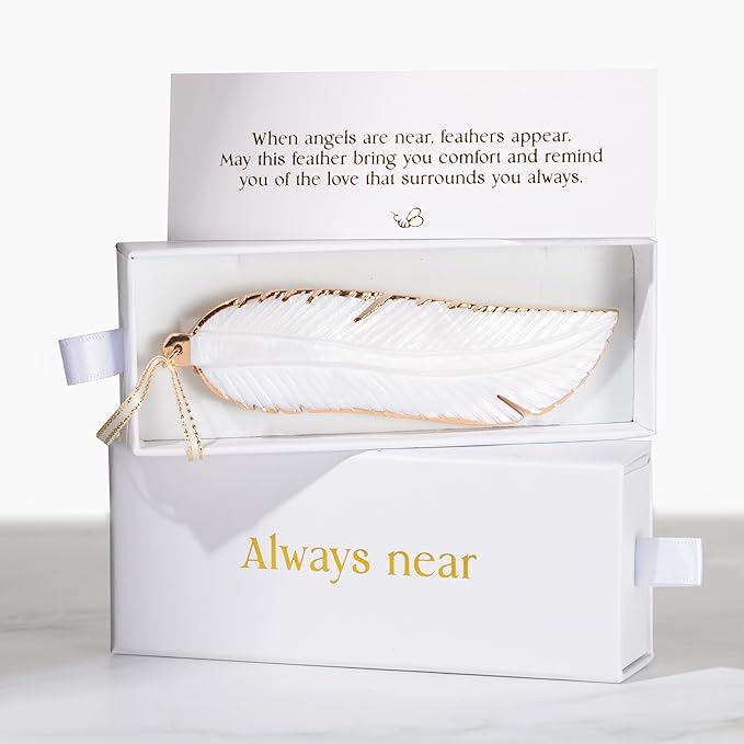 Amazon.com: Hand-Carved Angel's Feather Memorial Ornament | Elegant ...