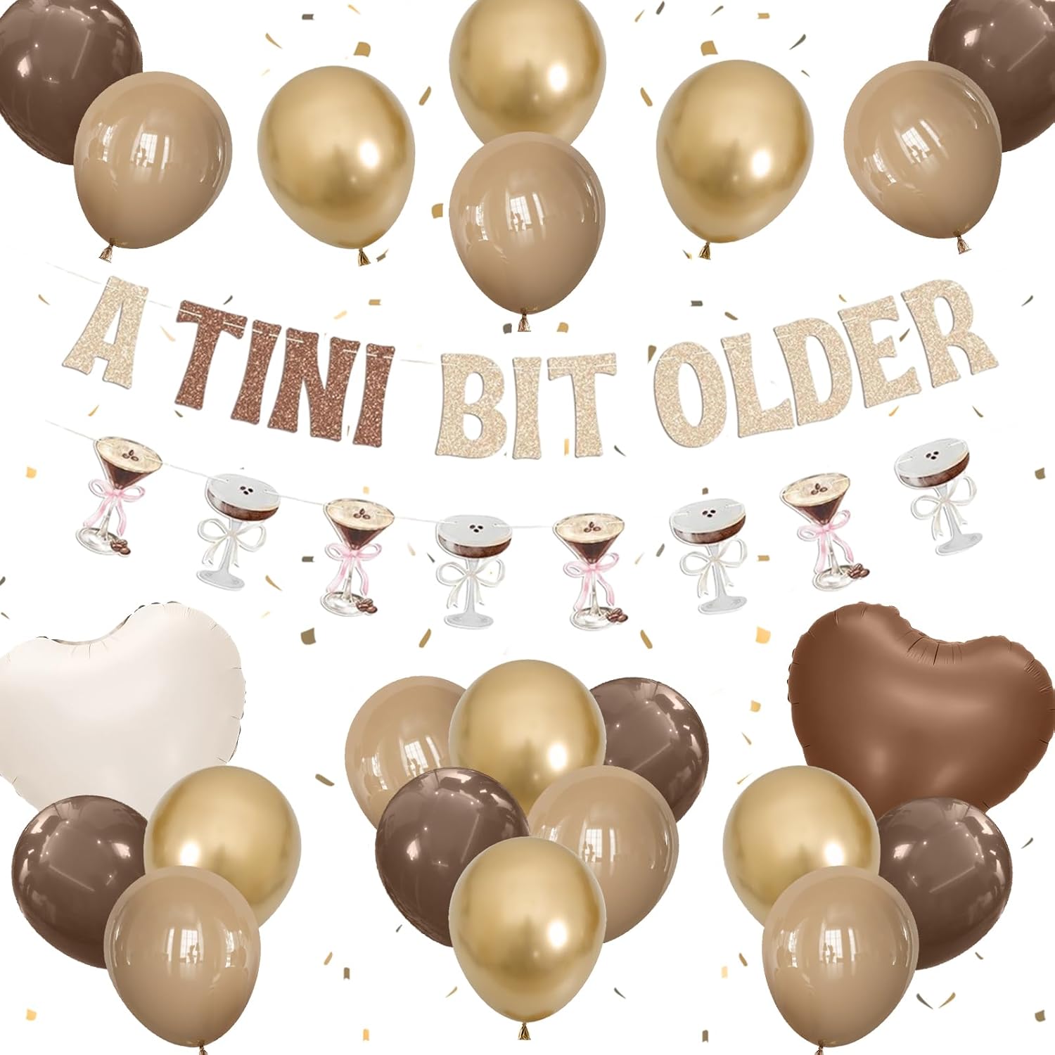 Amazon.com: A Tini Bit Older Birthday Decorations,Brown Glitter A Tini ...