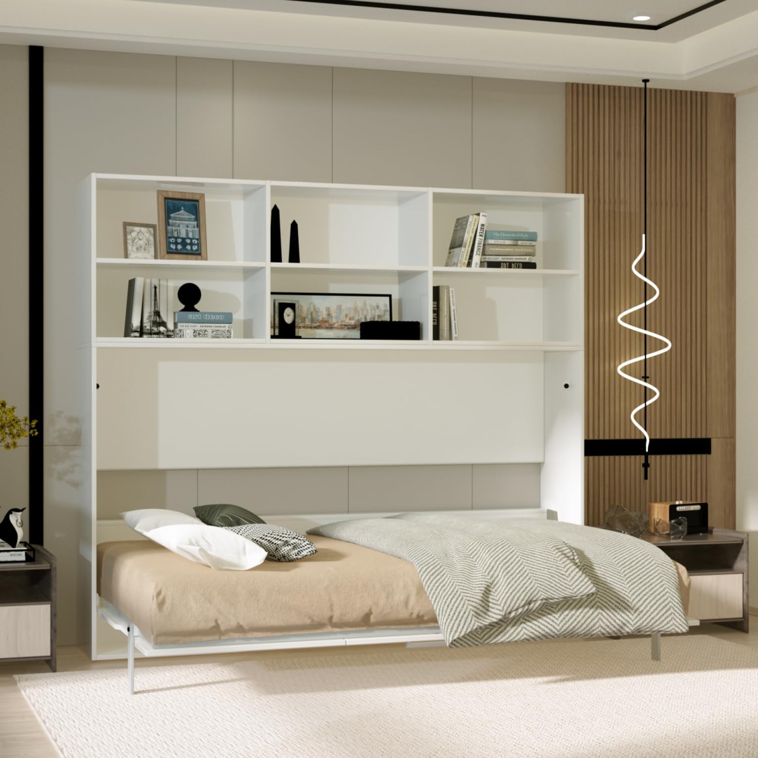 Amazon.com: HABITRIO Twin Size Horizontal Murphy Bed with Storage ...