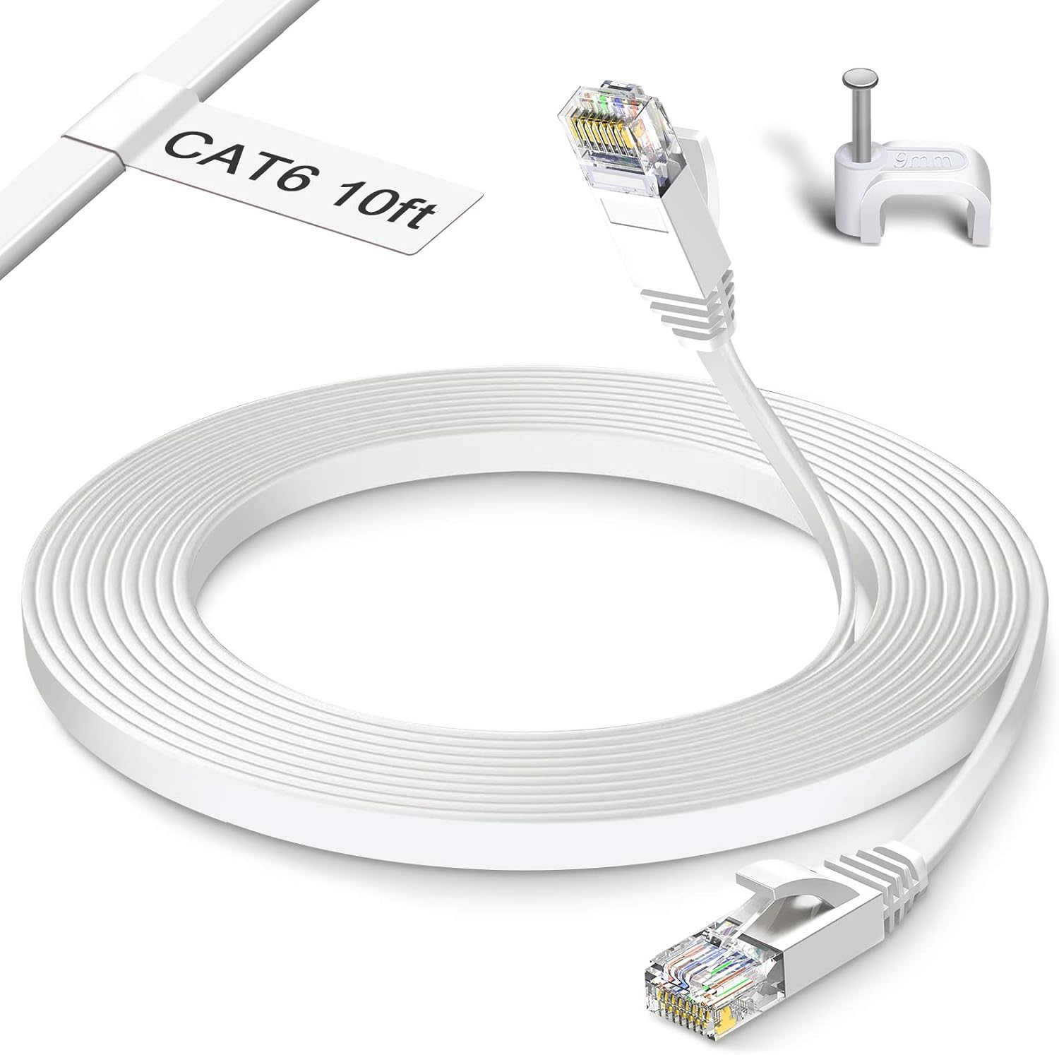 Amazon.com: GLCONN Cat 6 Ethernet Cable 10 ft, Flat Internet Network ...