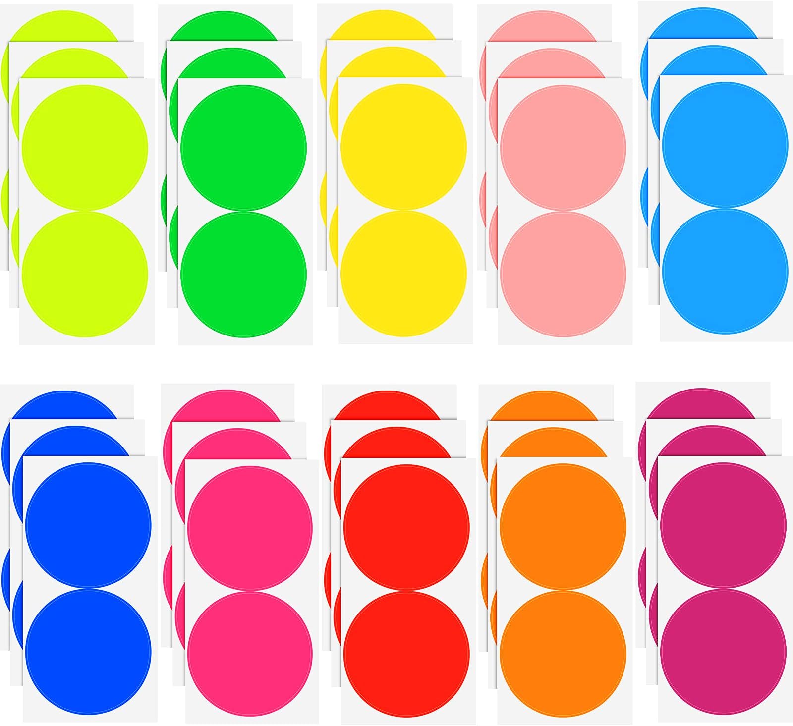 Amazon.com : Nuyer 120 Pieces 4 Inch Round Colored Stickers Removable ...