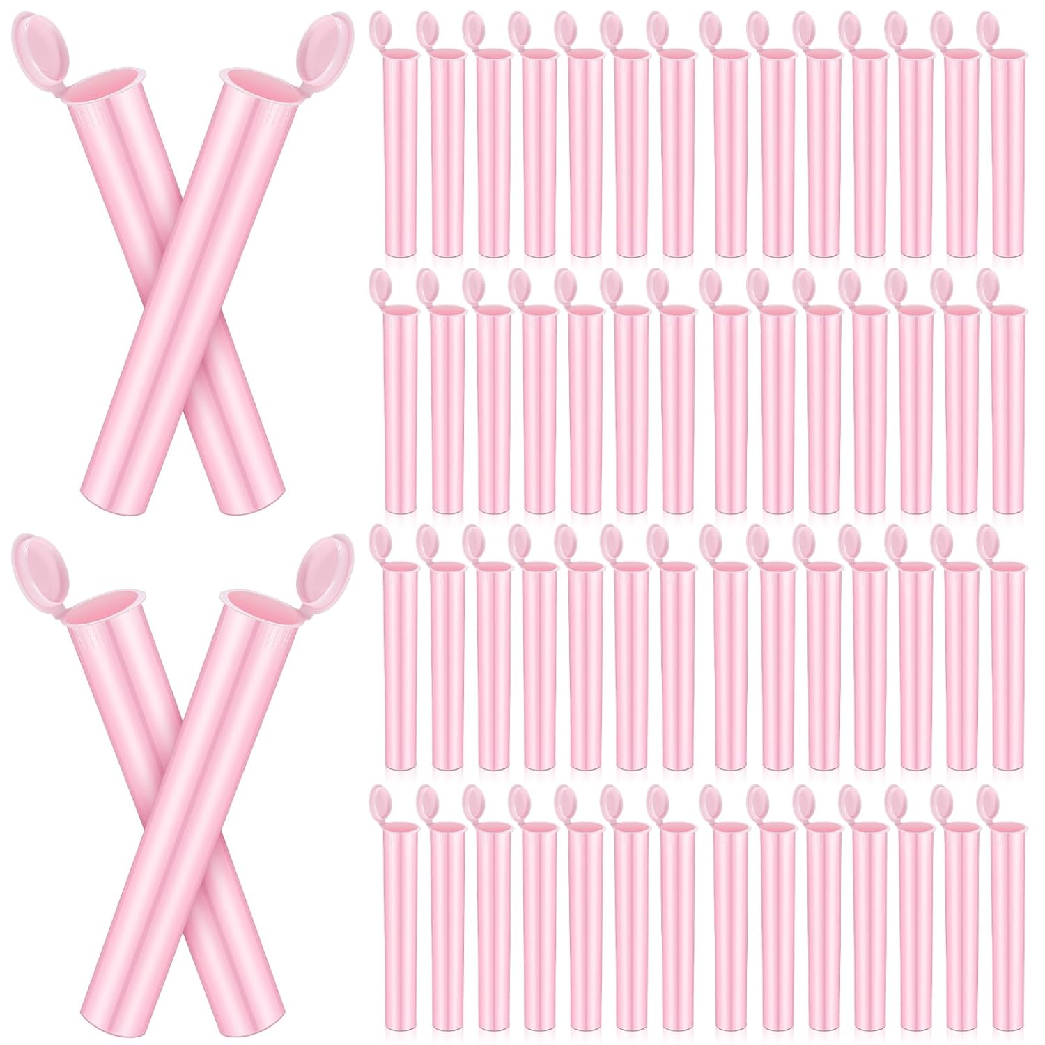 Frienda 300 Pcs 116 mm Plastic Storage Tube Pink Plastic Tubes ...