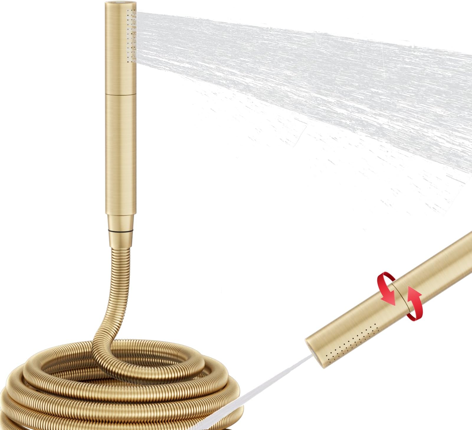 AYIVG Brushed Gold Handheld Shower Head with 59inch Flexible Hose 2 In ...