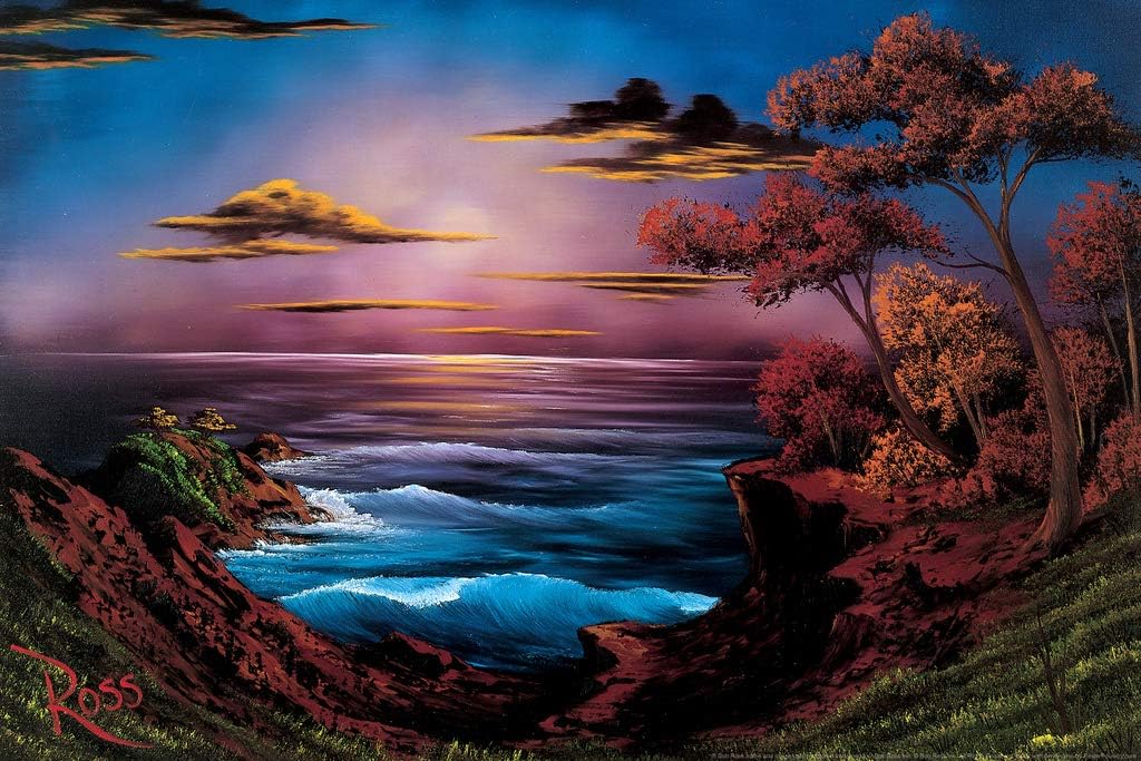 Amazon.com: Bob Ross Ebony Sea Art Print Painting Cool Wall Art Print ...
