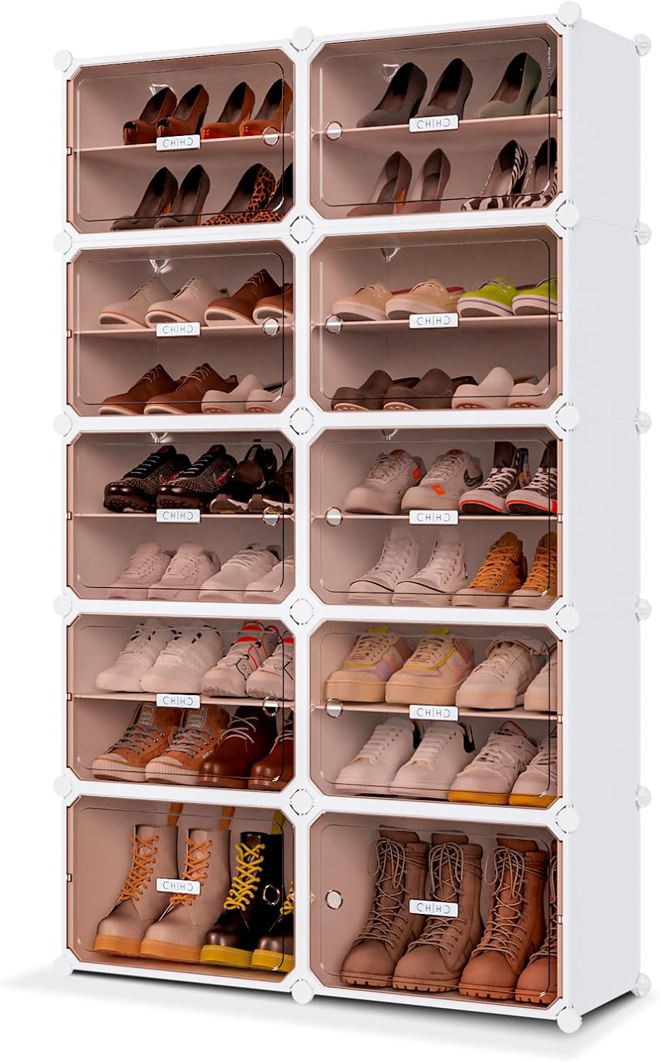 Amazon.com: Maginels 10 Tier Plastic Shoe Organizer, Stackable Shoe ...