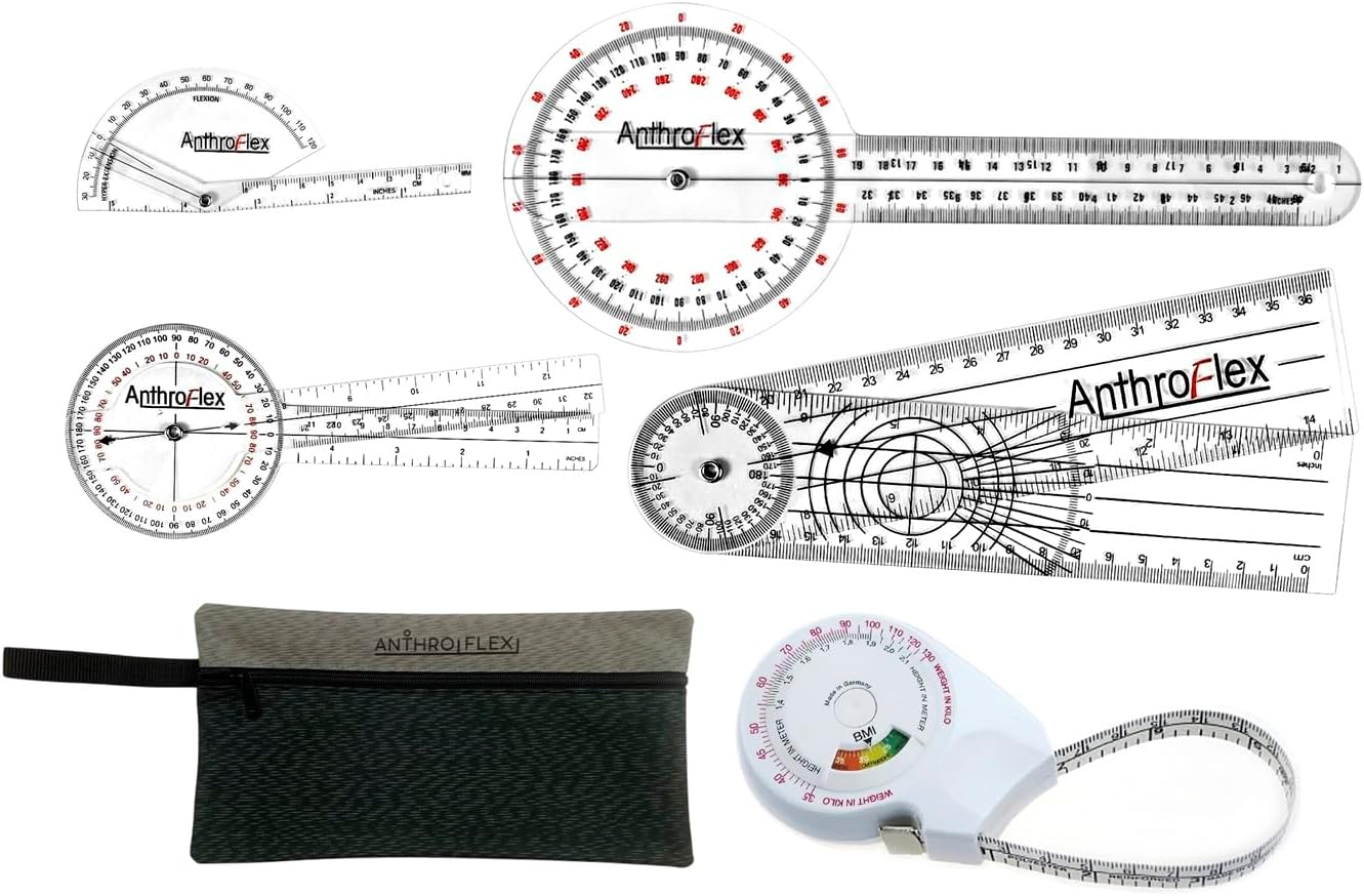 Amazon.com: AnthroFlex 6 Piece Goniometer Set with 4 Goniometers, BMI ...