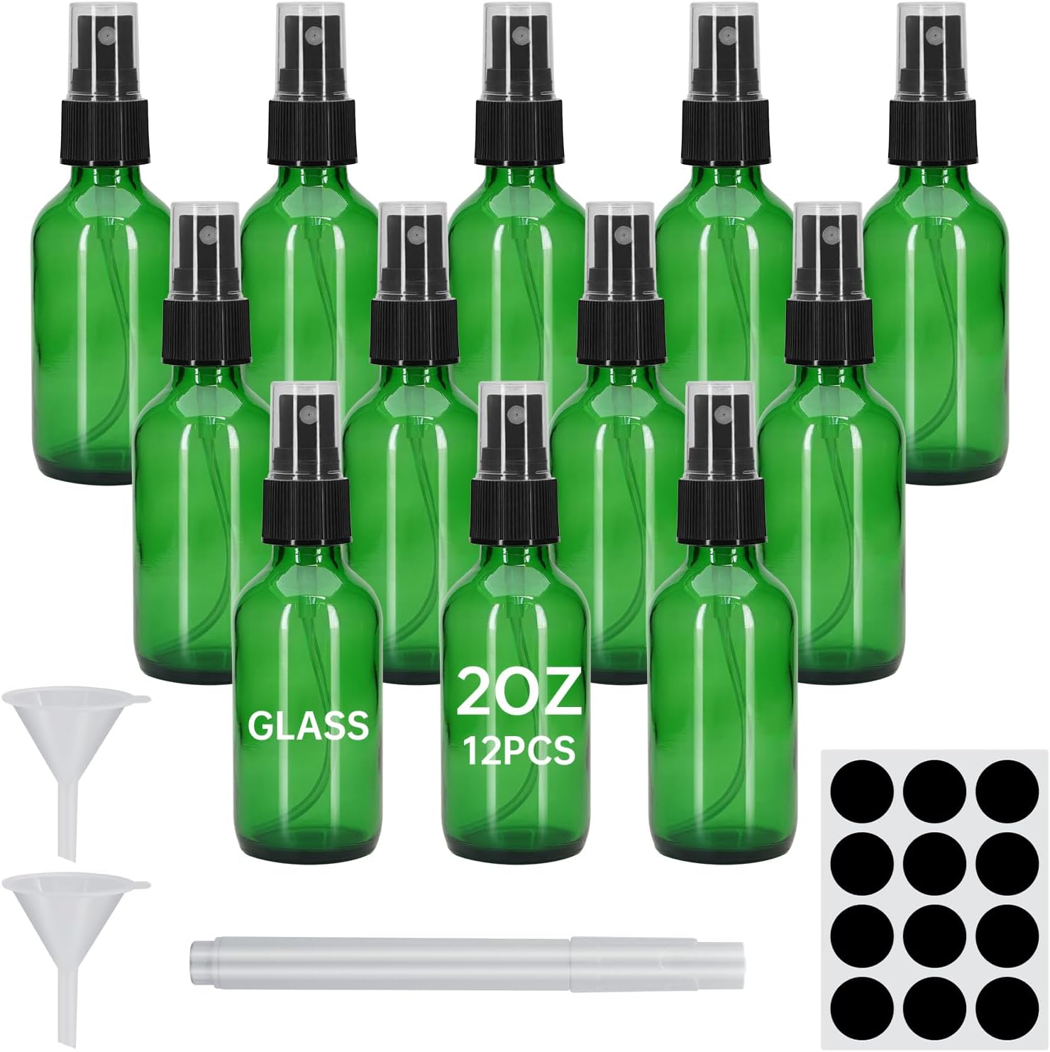 Amazon.com: REUJIHXY 6Pcs Green 2 oz Glass Small Spray Bottles ...