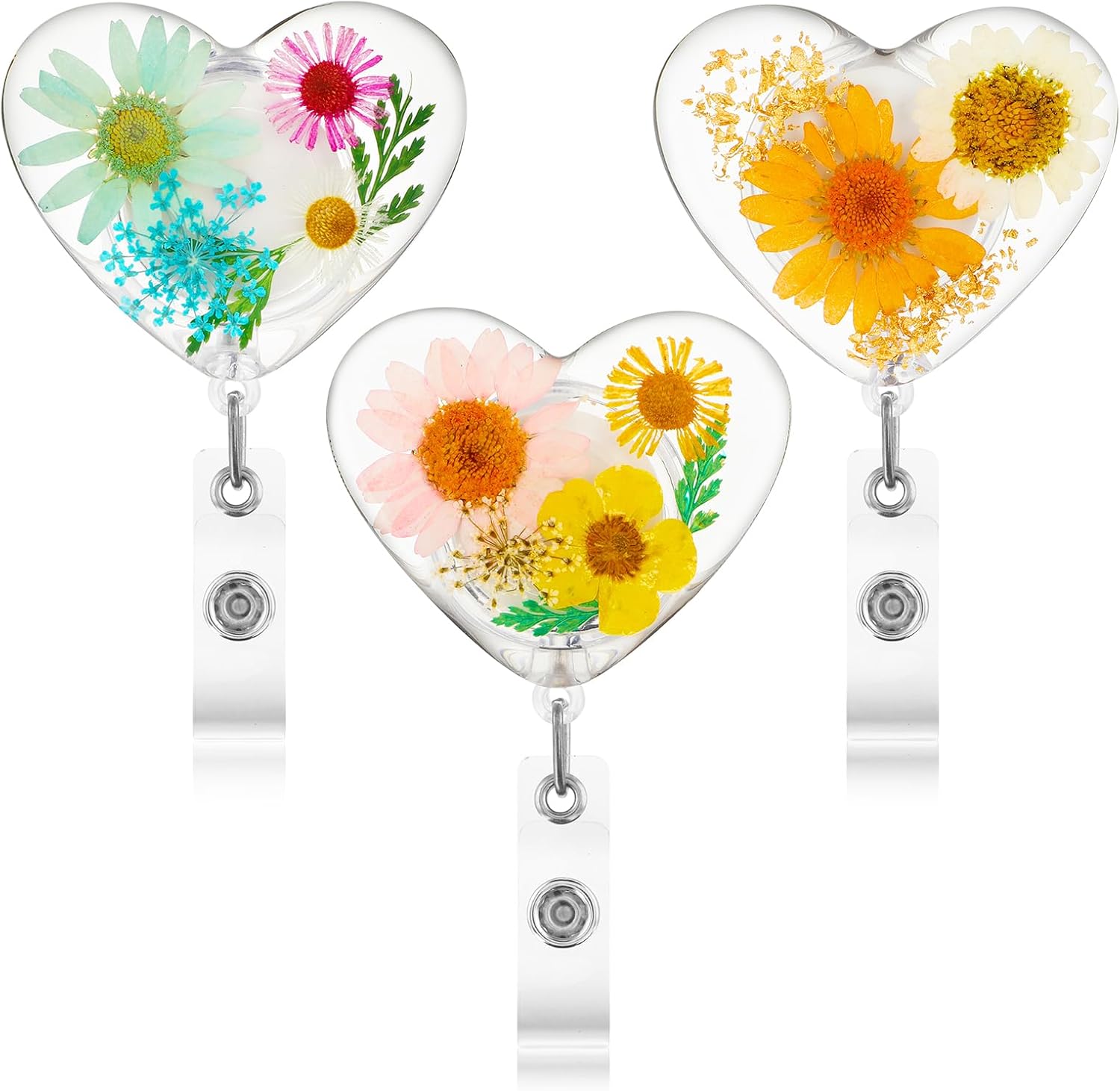 Amazon.com : TIESOME 3 Pcs Flower Badge Reel, Convenient Nurse Badge ...