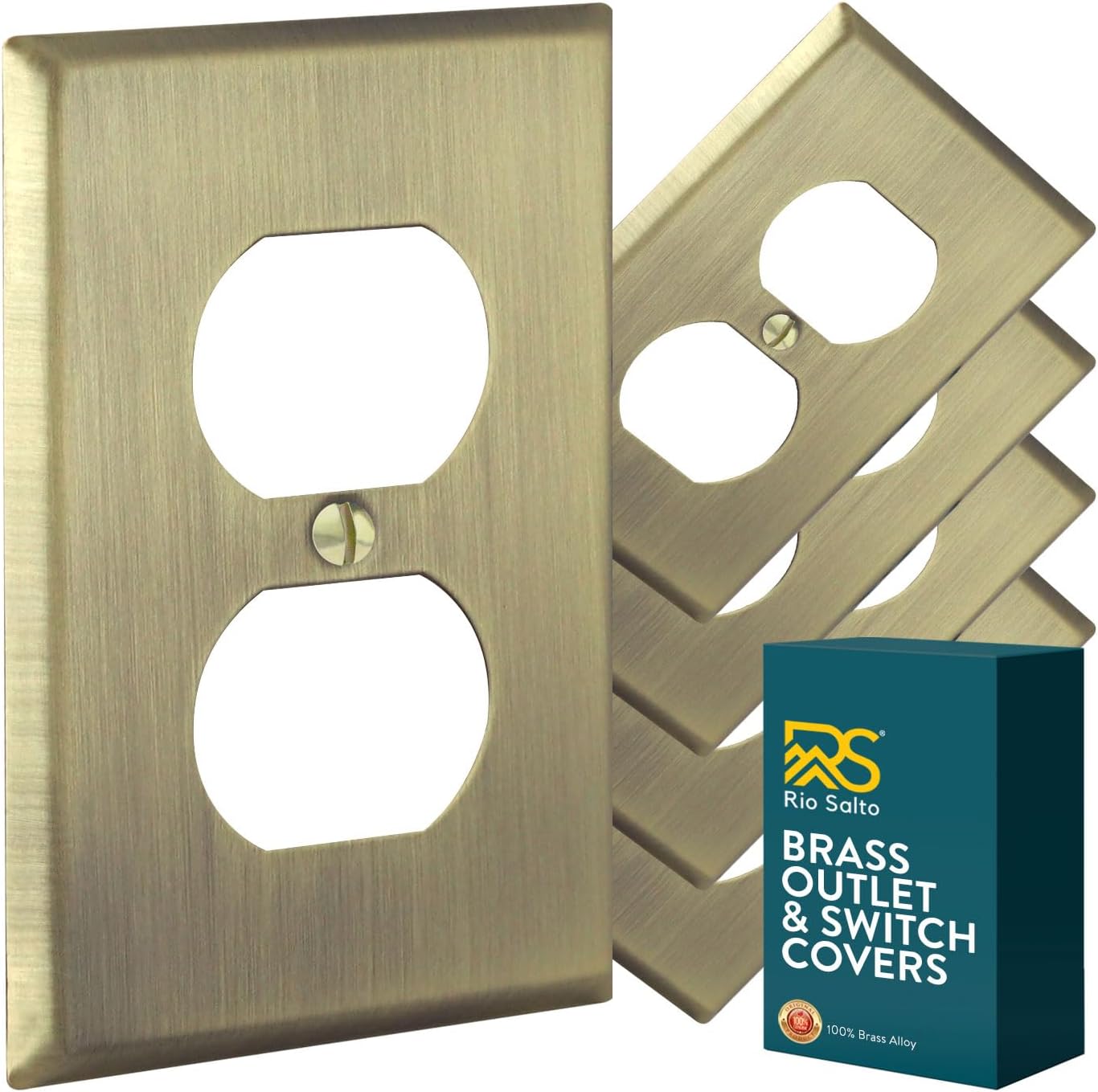Rio Salto BRASS Metal Duplex Antique Gold Metal Outlet Cover STANDARD ...