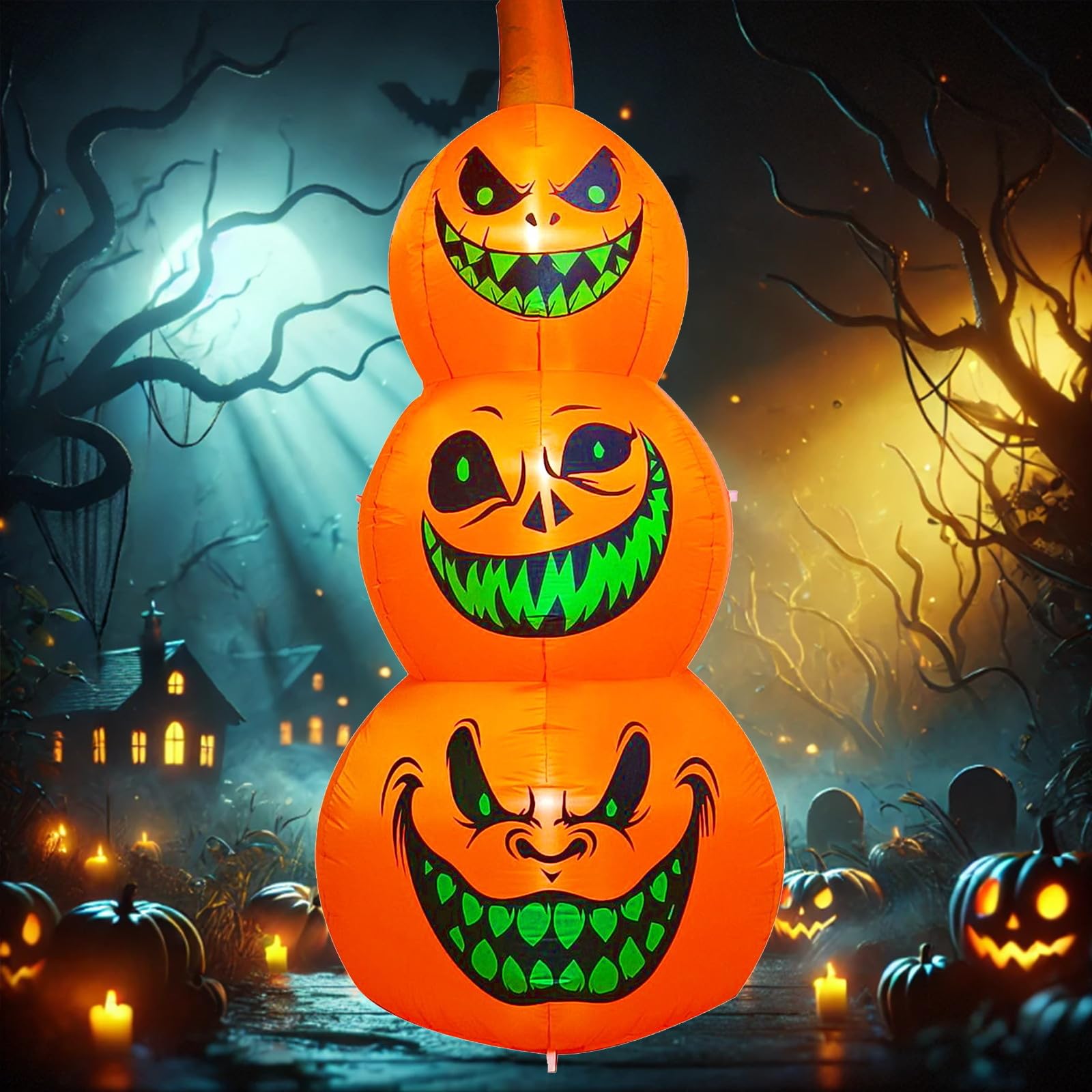 Amazon.com: 8 Ft Halloween Inflatables Outdoor Decorations Pumpkin with ...