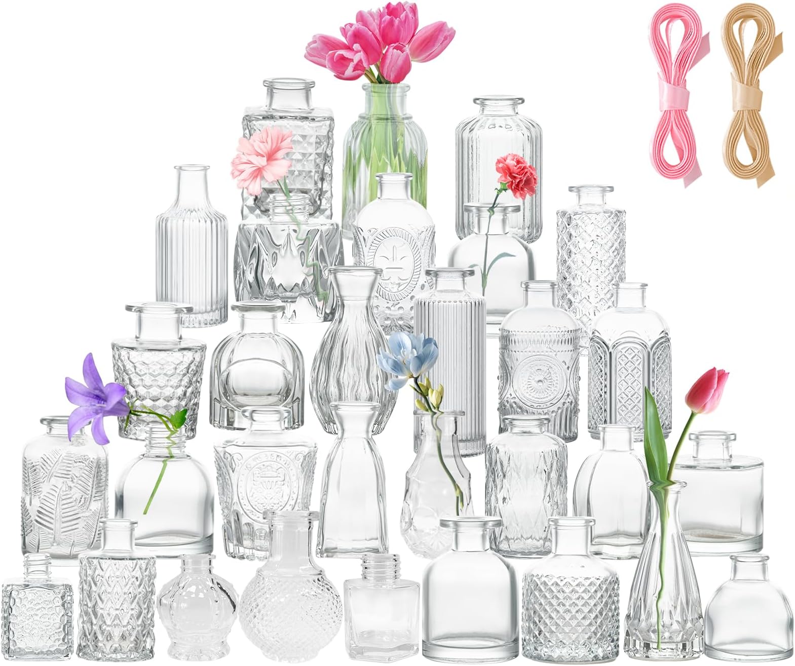 Amazon.com: SV SEAVENTION Glass Vase, 24 Pcs Bud Vases in Bulk, Small ...