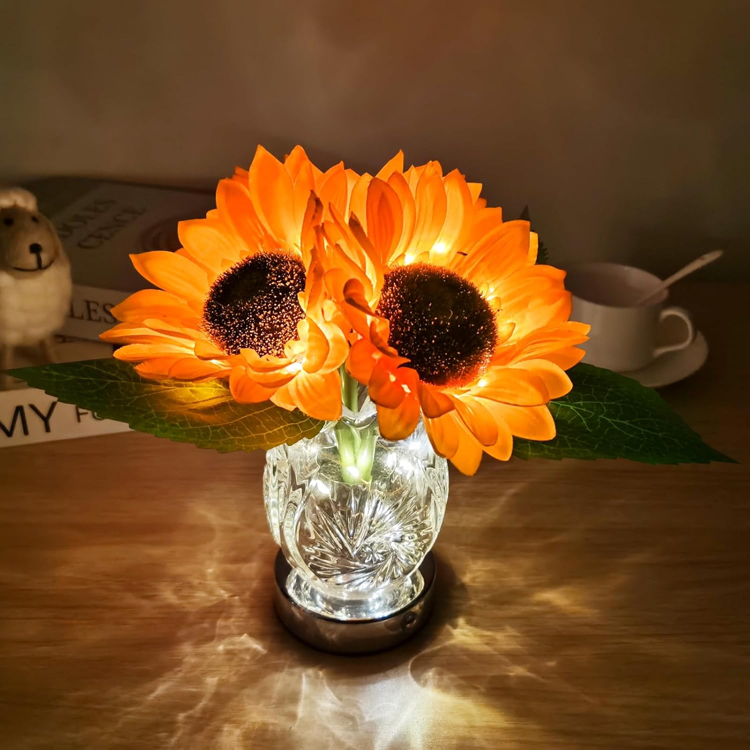 Amazon.com: Battery Operated Sunflower Table Lamp, LED Artificial ...