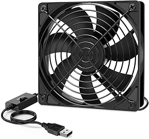 Qirssyn 120mm USB Fan with 3 Speed Switch, 5V USB Powered Fan, Cooling ...