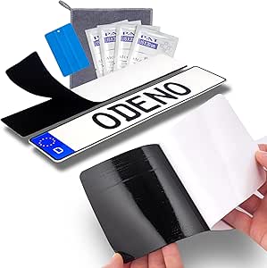 Odeno® Velcro Number Plate Holder Set, Frameless, Self-Adhesive, Number ...