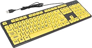 Goshyda Large Print Keyboard, Wired USB High Contrast Keyboard ...