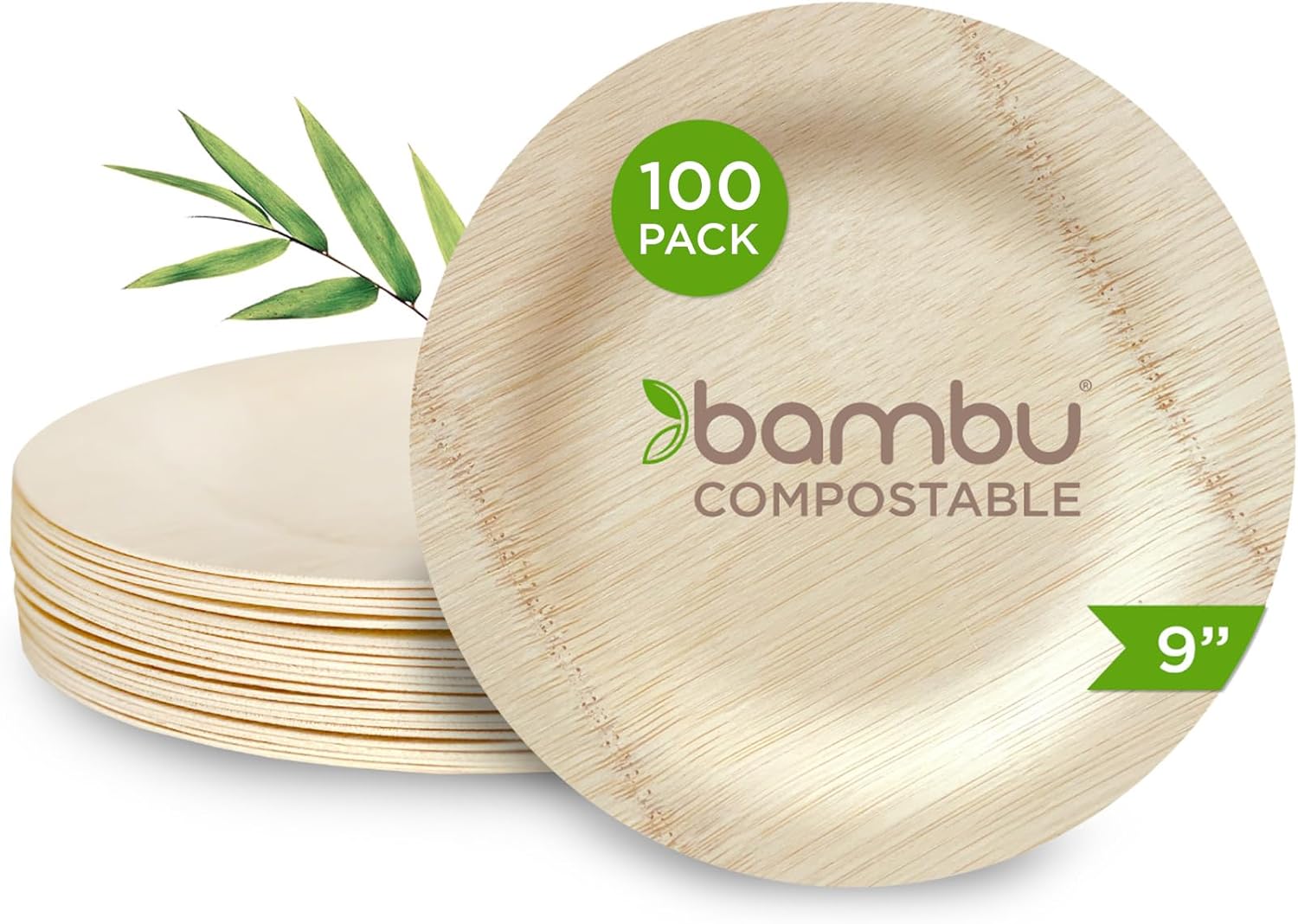 Amazon.com: Bambu Veneerware Plates. 9" Fancy Bulk Case of 100 : Health ...